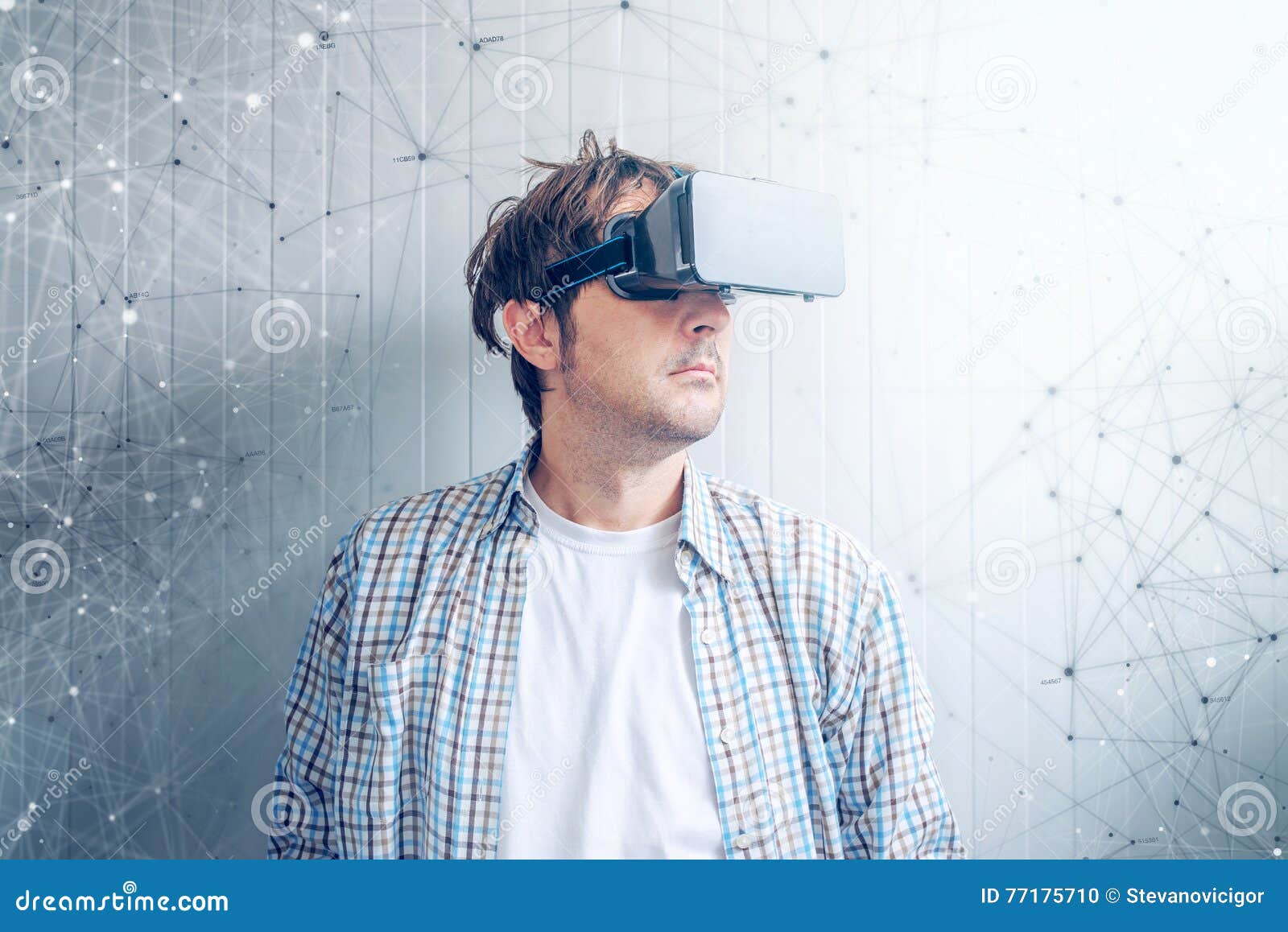 Guy with VR goggles stock photo. Image of enjoy, glasses - 77175710