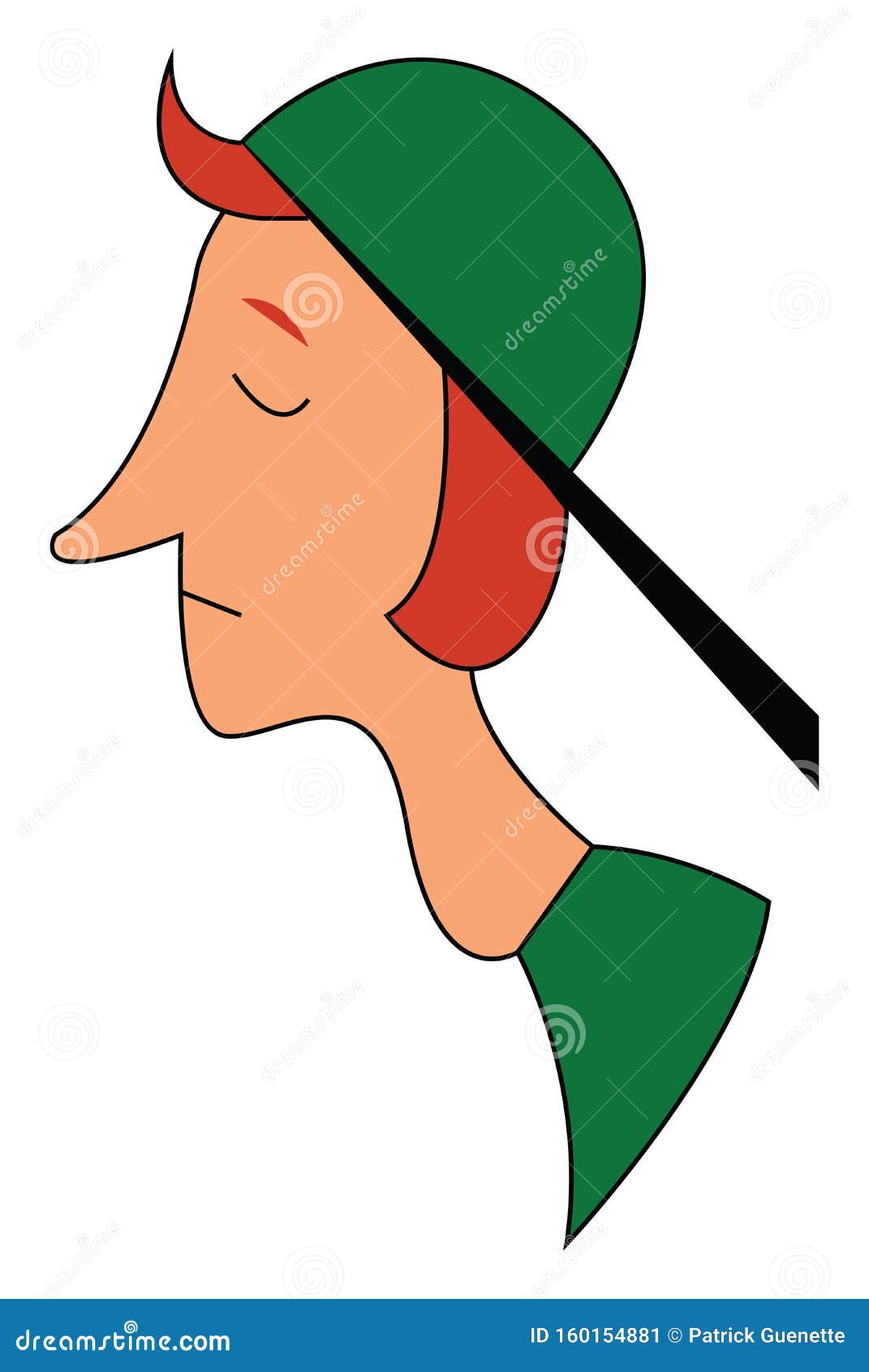 Guy Wearing Green Hat Vector Illustration Stock Vector - Illustration ...