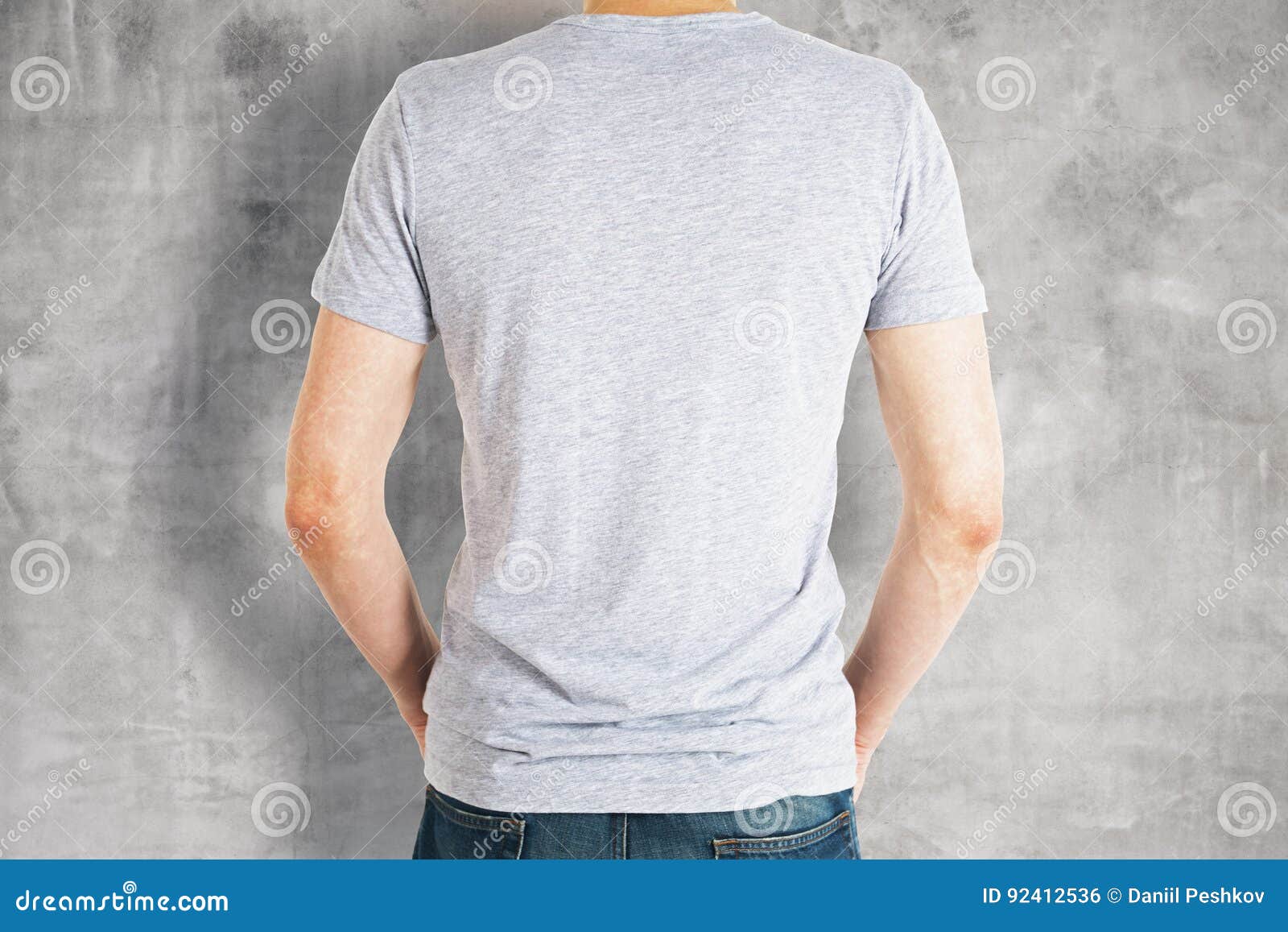 Guy Wearing Grey Shirt Back Stock Photo - Image of blank, casual: 92412536