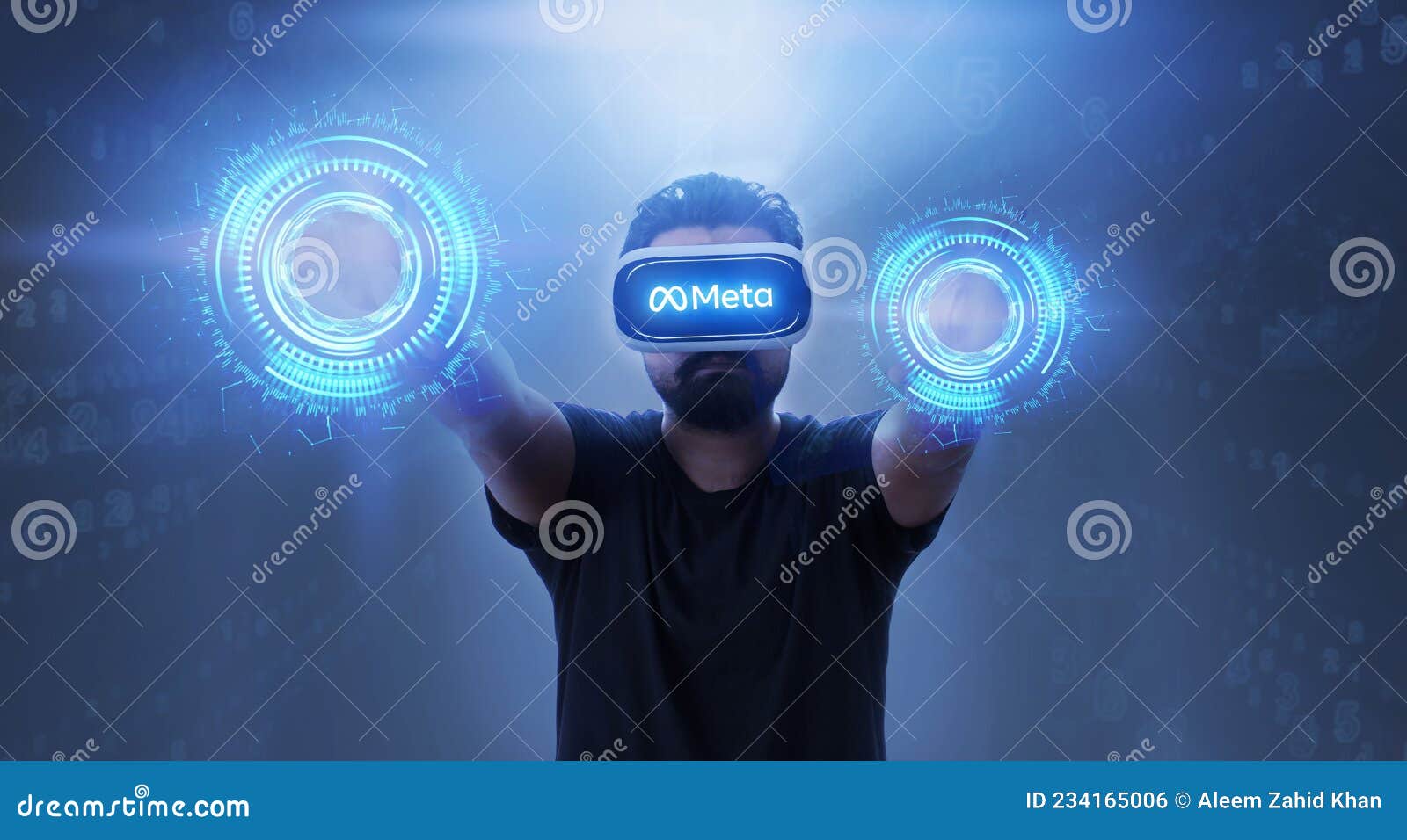 Guy Wearing Virtual Reality Goggles Inside a Metaverse Editorial Photo ...