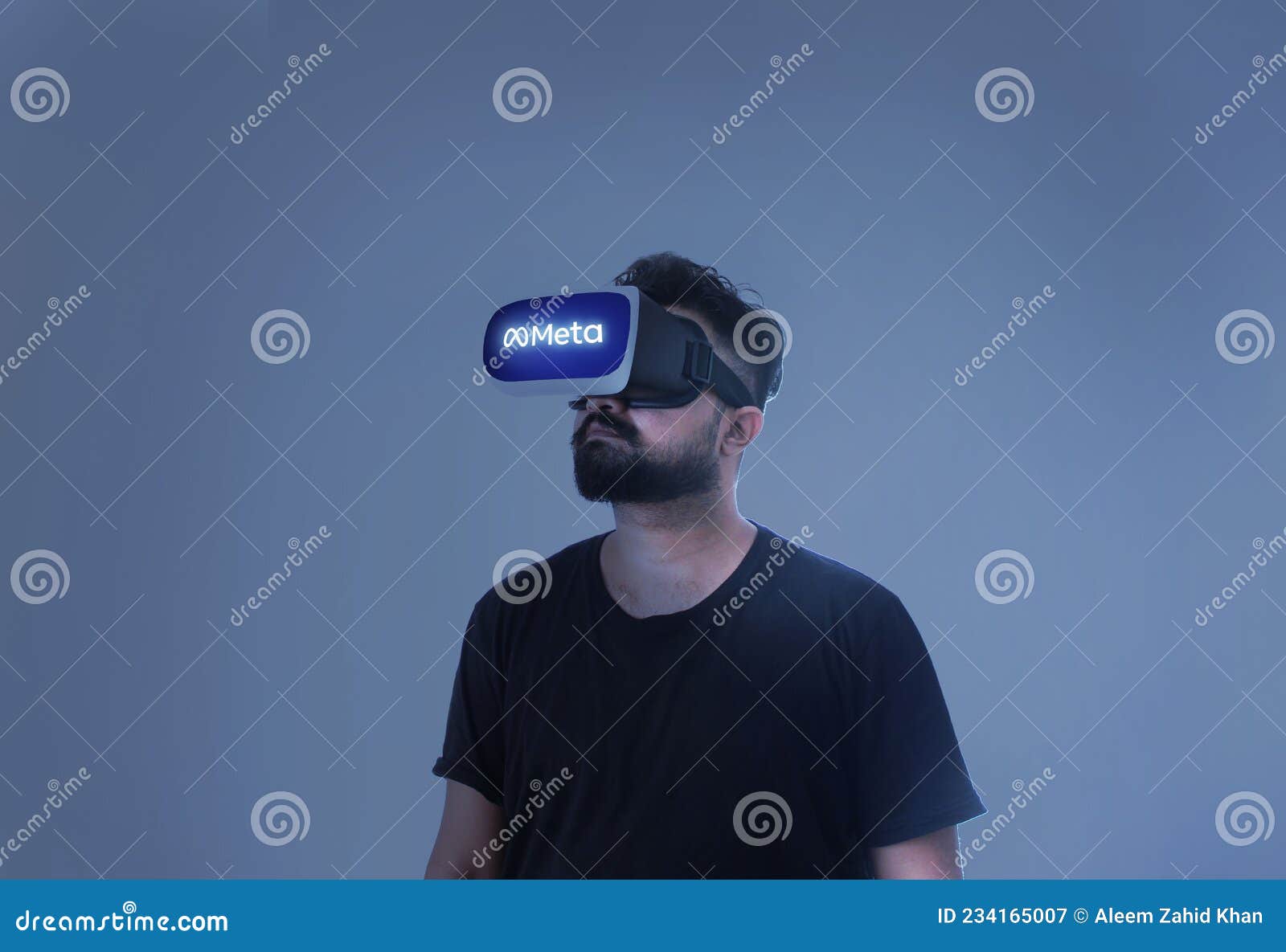 Guy Wearing Virtual Reality Goggles Inside a Metaverse Editorial ...
