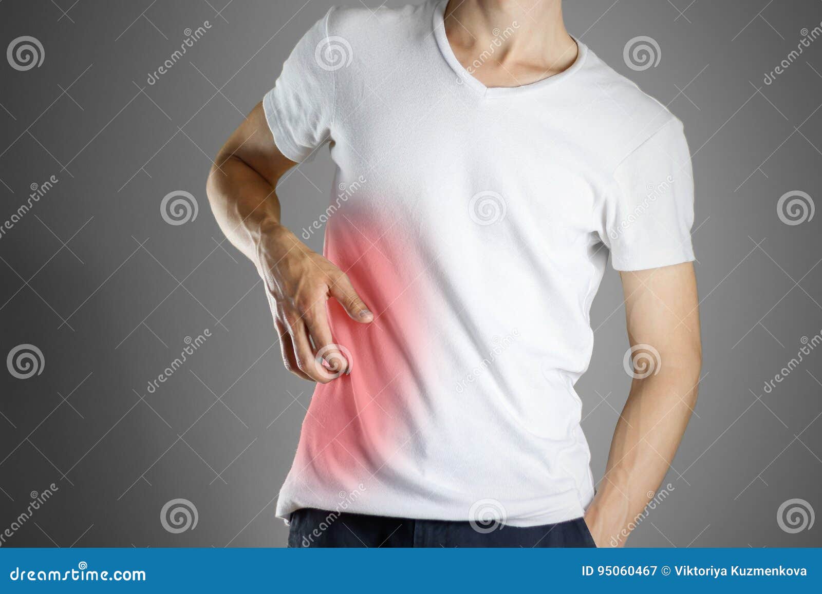 Guy in White Shirt Scratching His Body. Scabies Stock Image - Image of ...