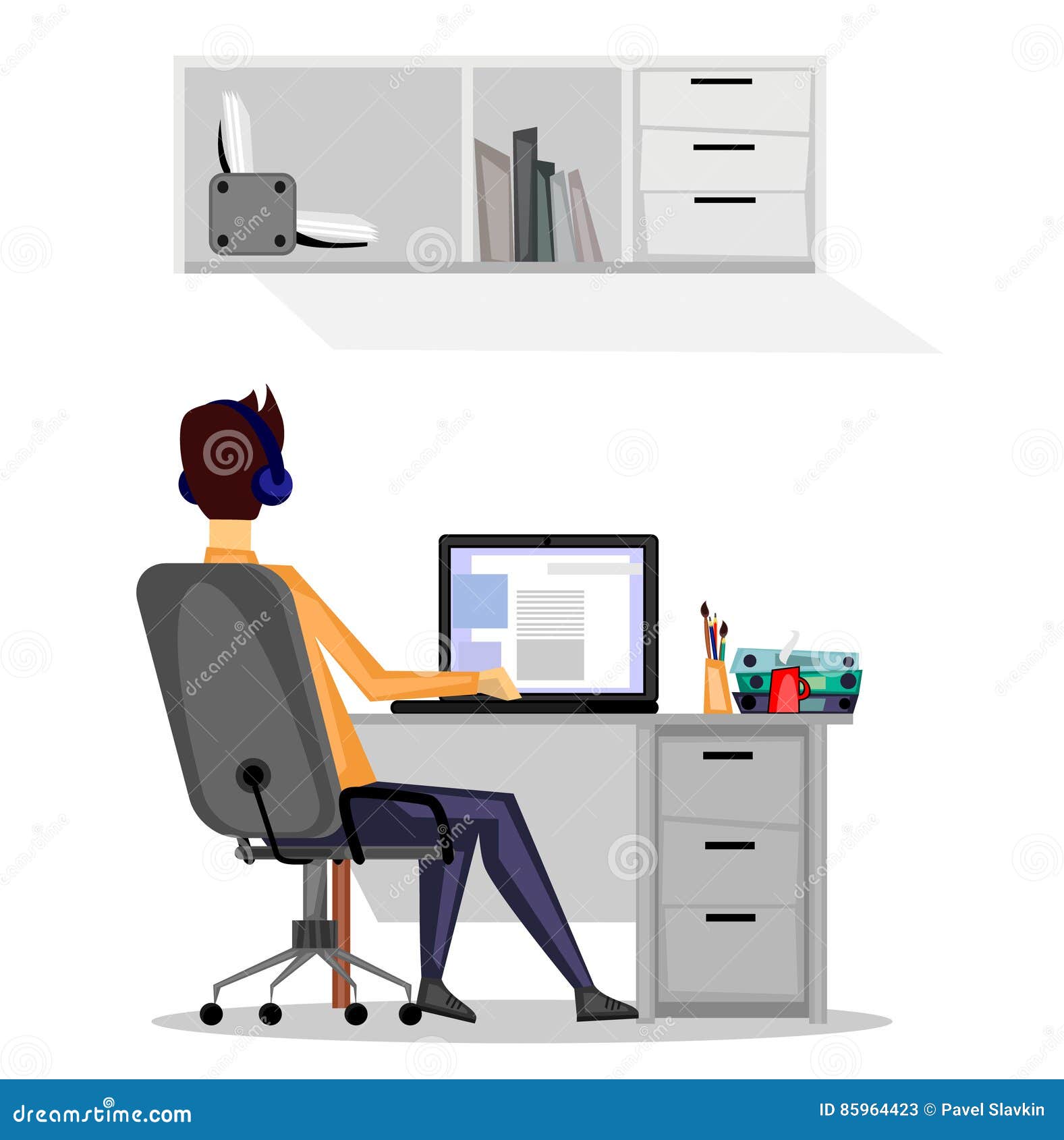 Guy at work stock vector. Illustration of corporate, modern - 85964423