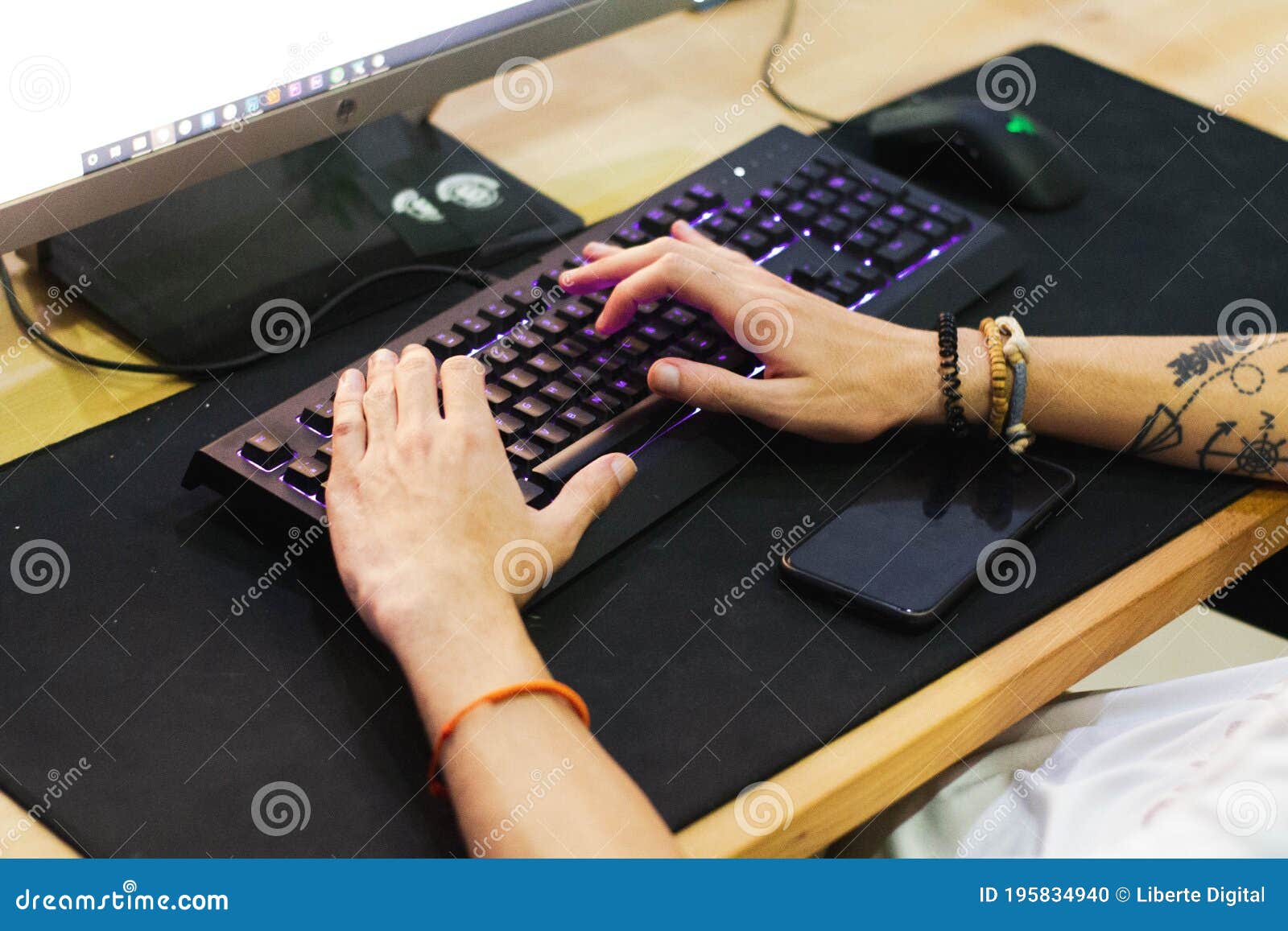 Guy Working with Computer Keyboard Stock Photo - Image of hand ...