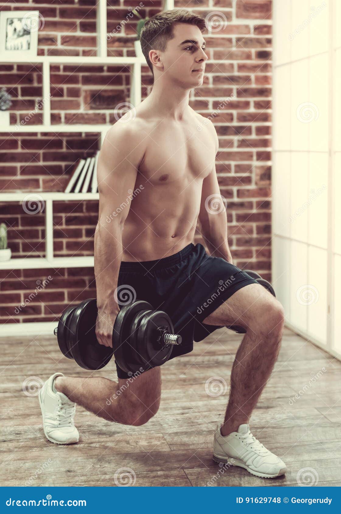 Guy working out at home stock photo. Image of boxing - 91629748