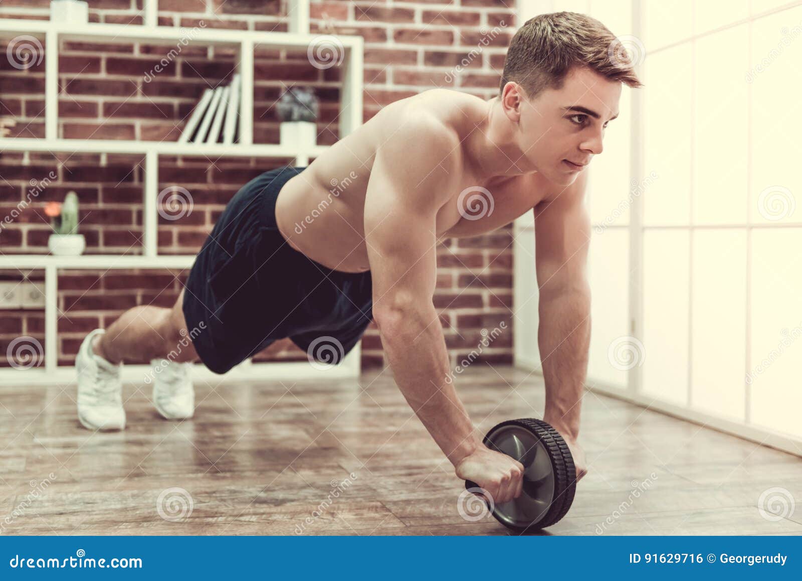 Guy working out at home stock photo. Image of body, handsome - 91629716