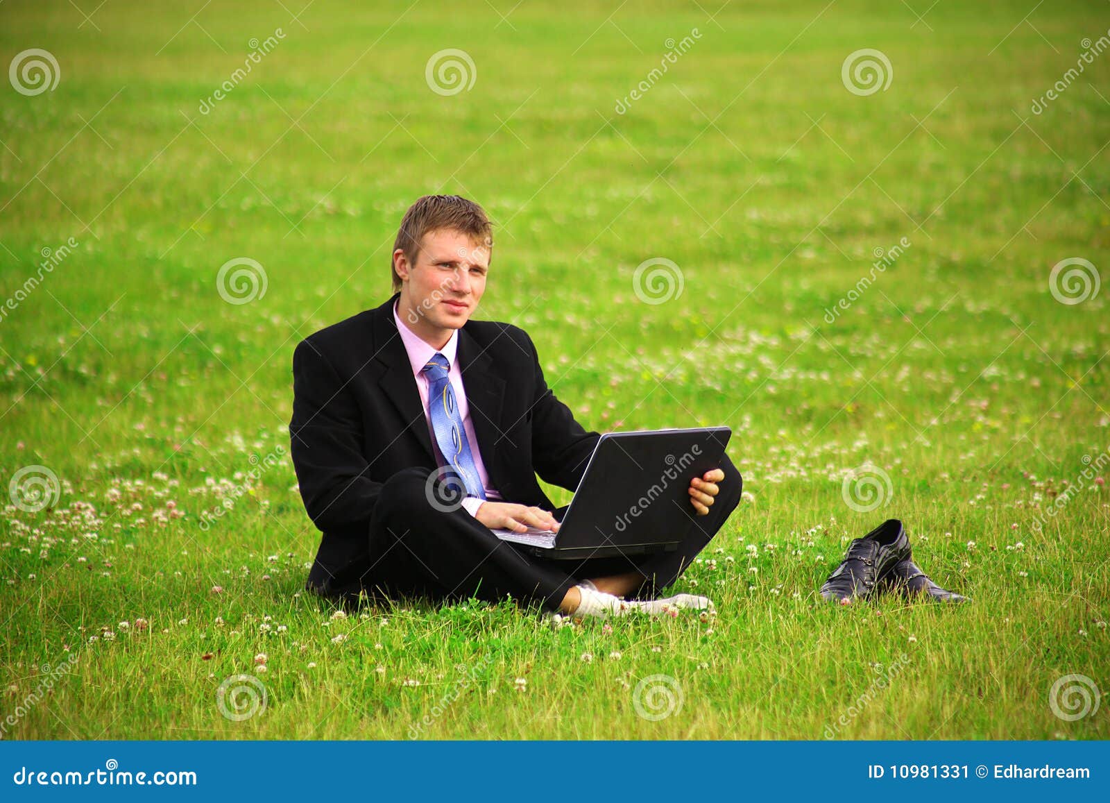 Guy is working outdoors stock image. Image of office - 10981331