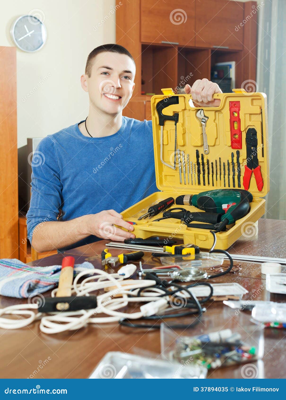 Guy with working tools stock image. Image of male, hammer - 37894035