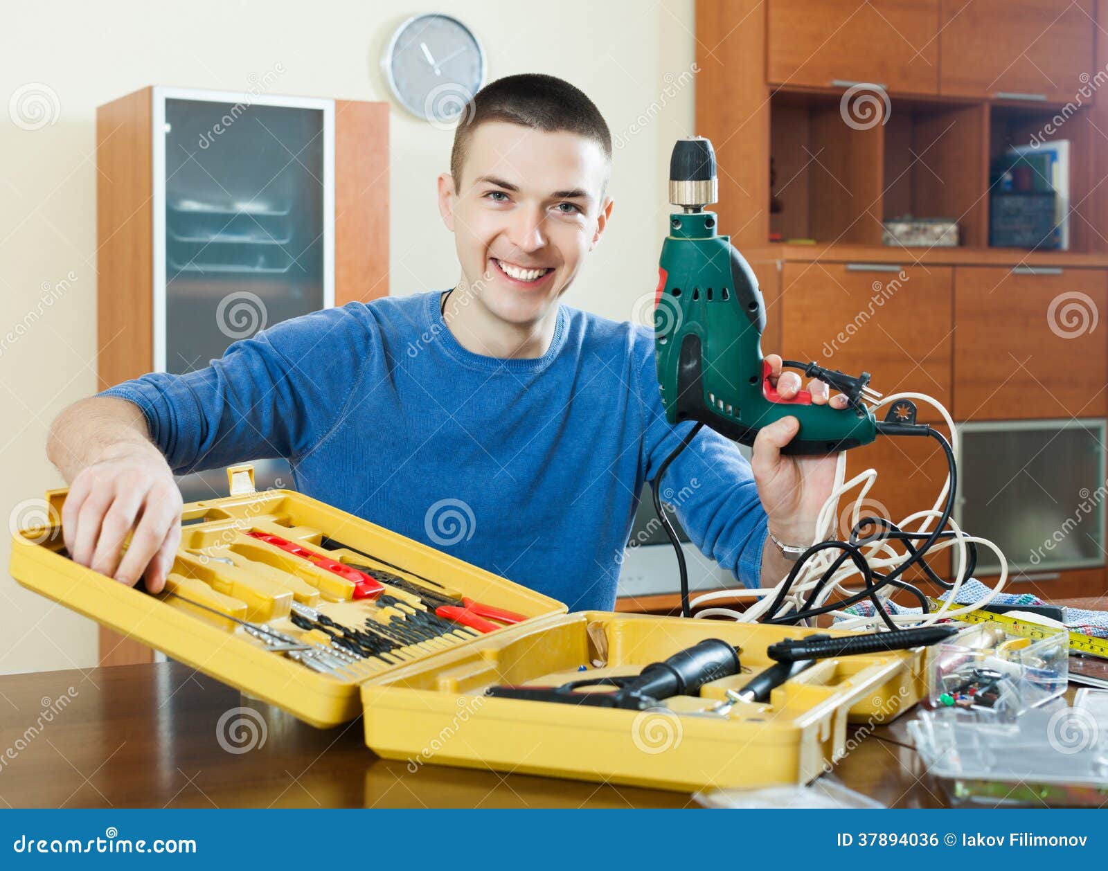 Guy with working tools stock photo. Image of modeling - 37894036