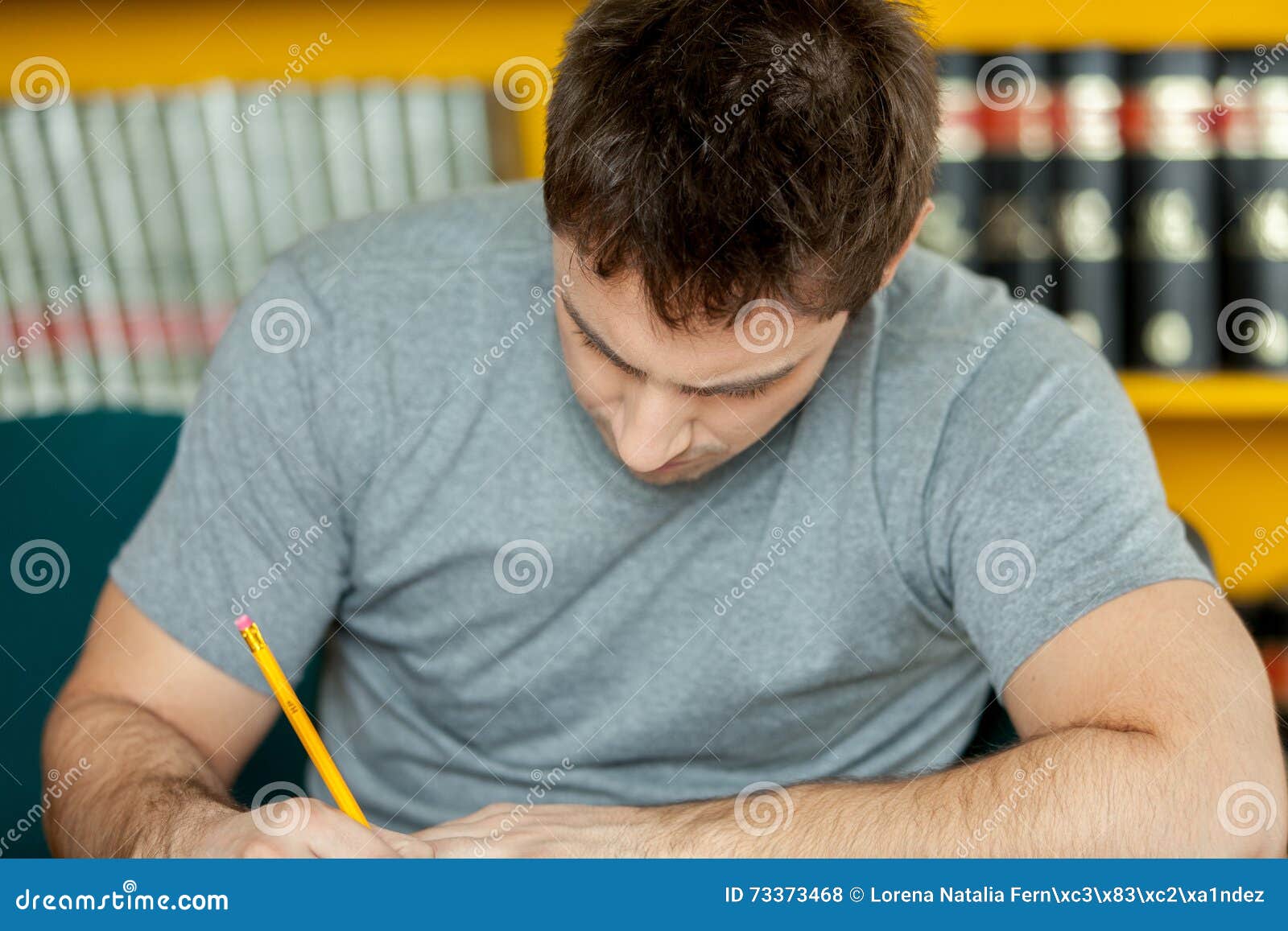 Guy writing stock photo. Image of profile, people, indoors - 73373468