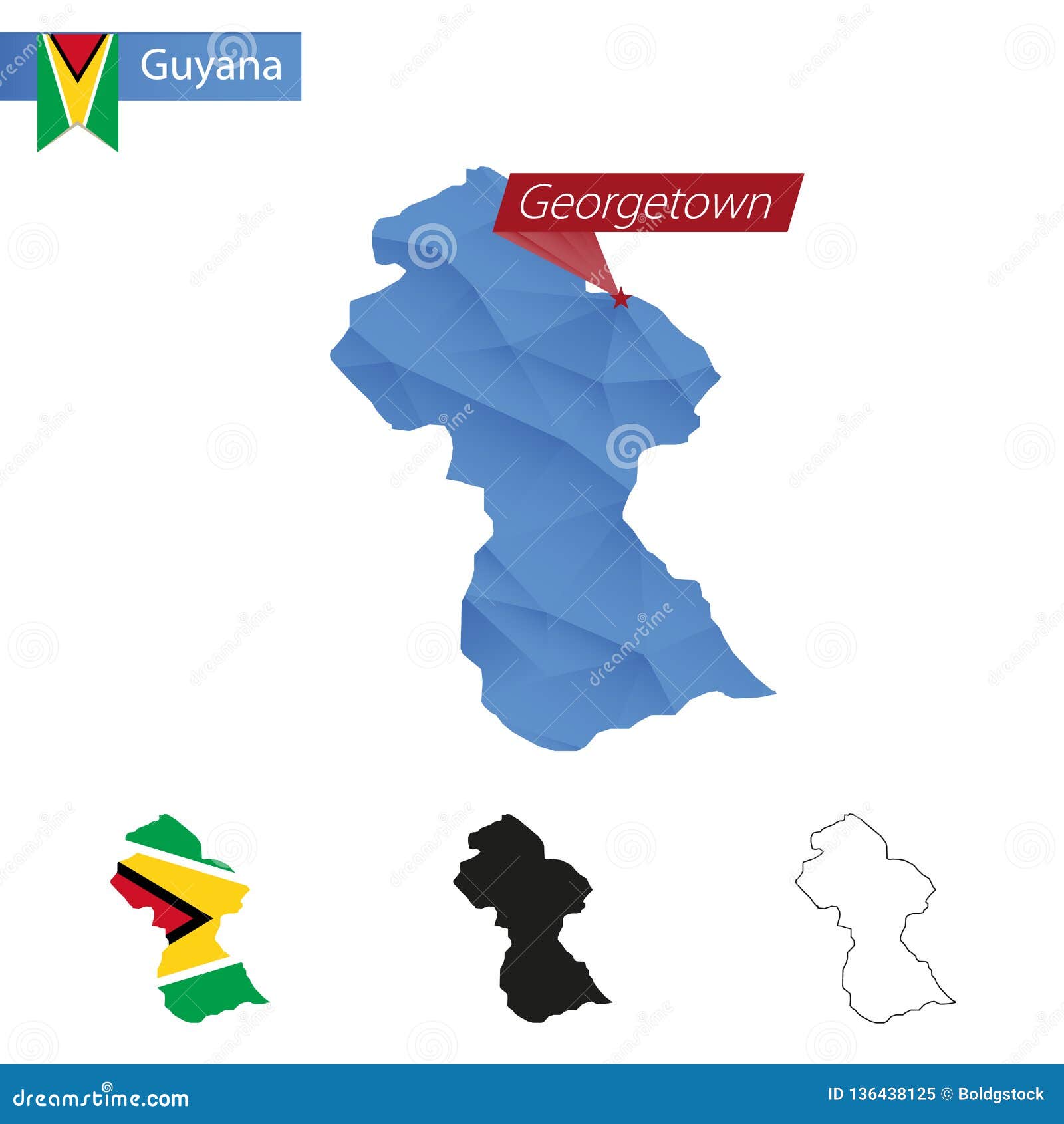 Guyana, Georgetown - Capital City, Pinned On Political Map Royalty-Free ...