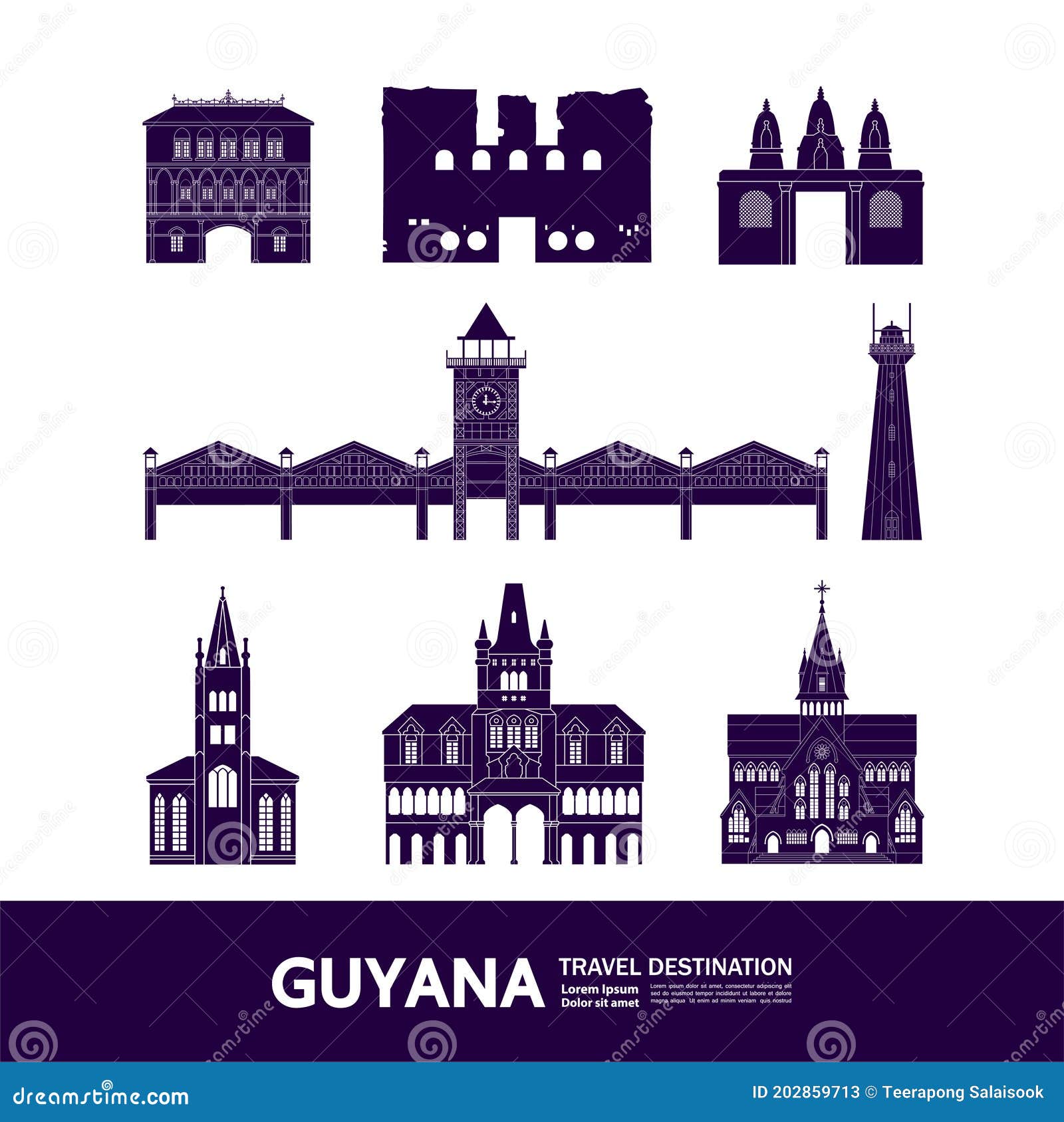 Guyana Travel Destination Vector Illustration Stock Vector ...