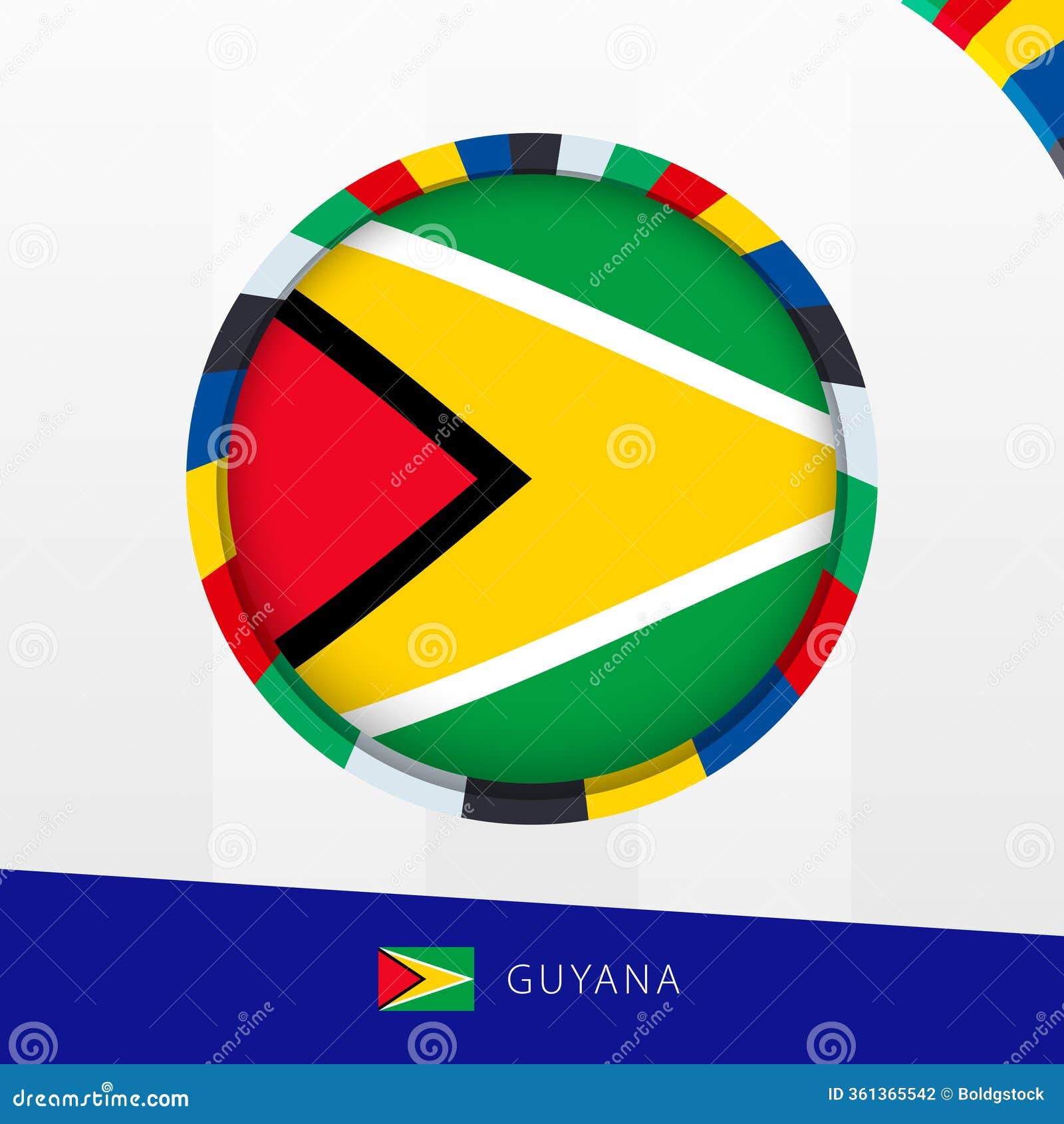 Guyana Flag With Colorful Circle Border Vector Illustration ...