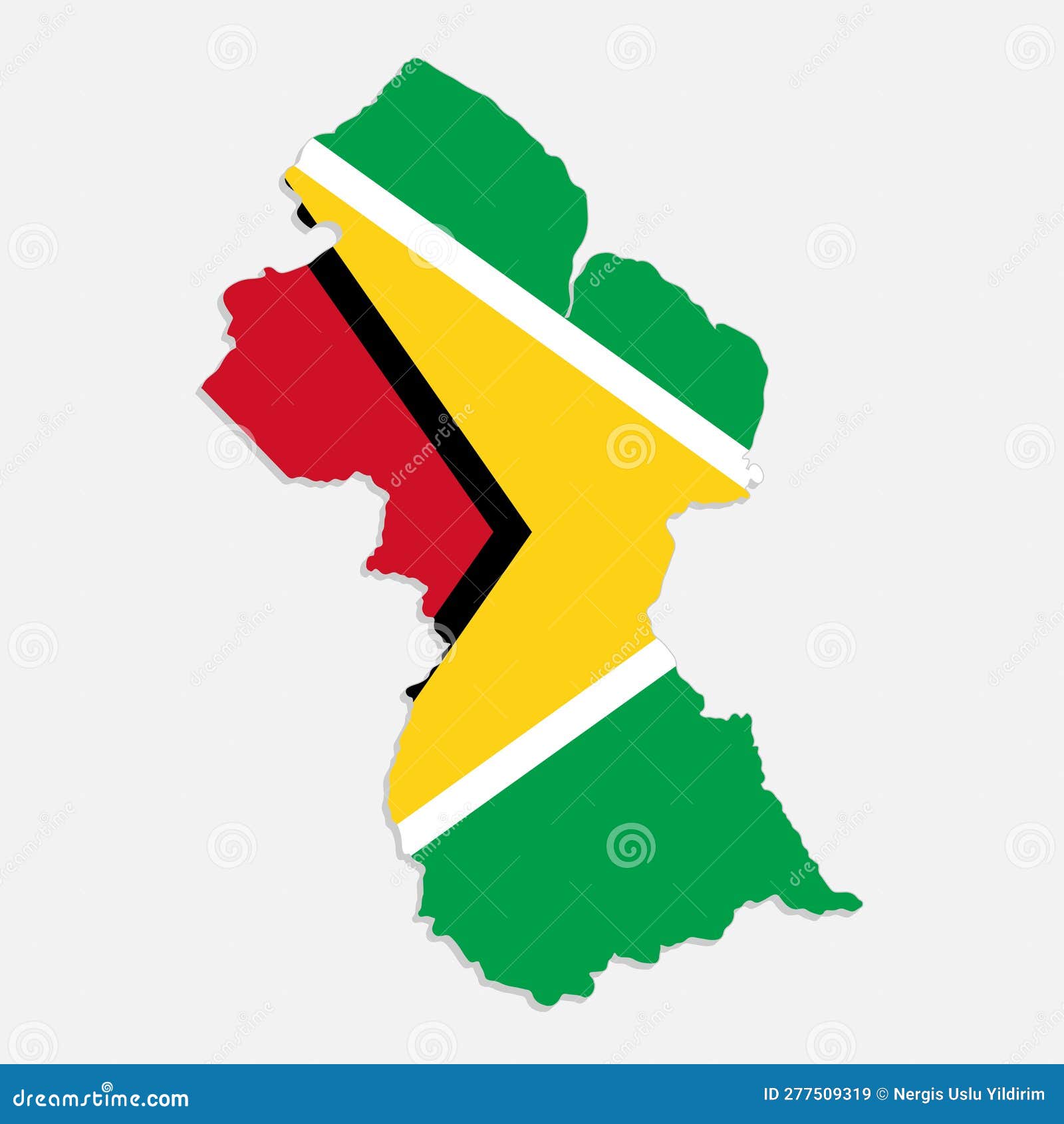 Guyana flag map stock vector. Illustration of country - 277509319