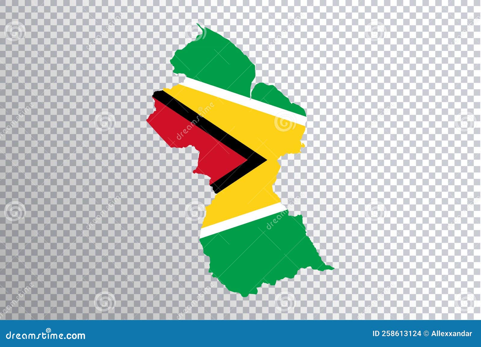 Guyana Flag on Map, Transparent Background Stock Illustration ...
