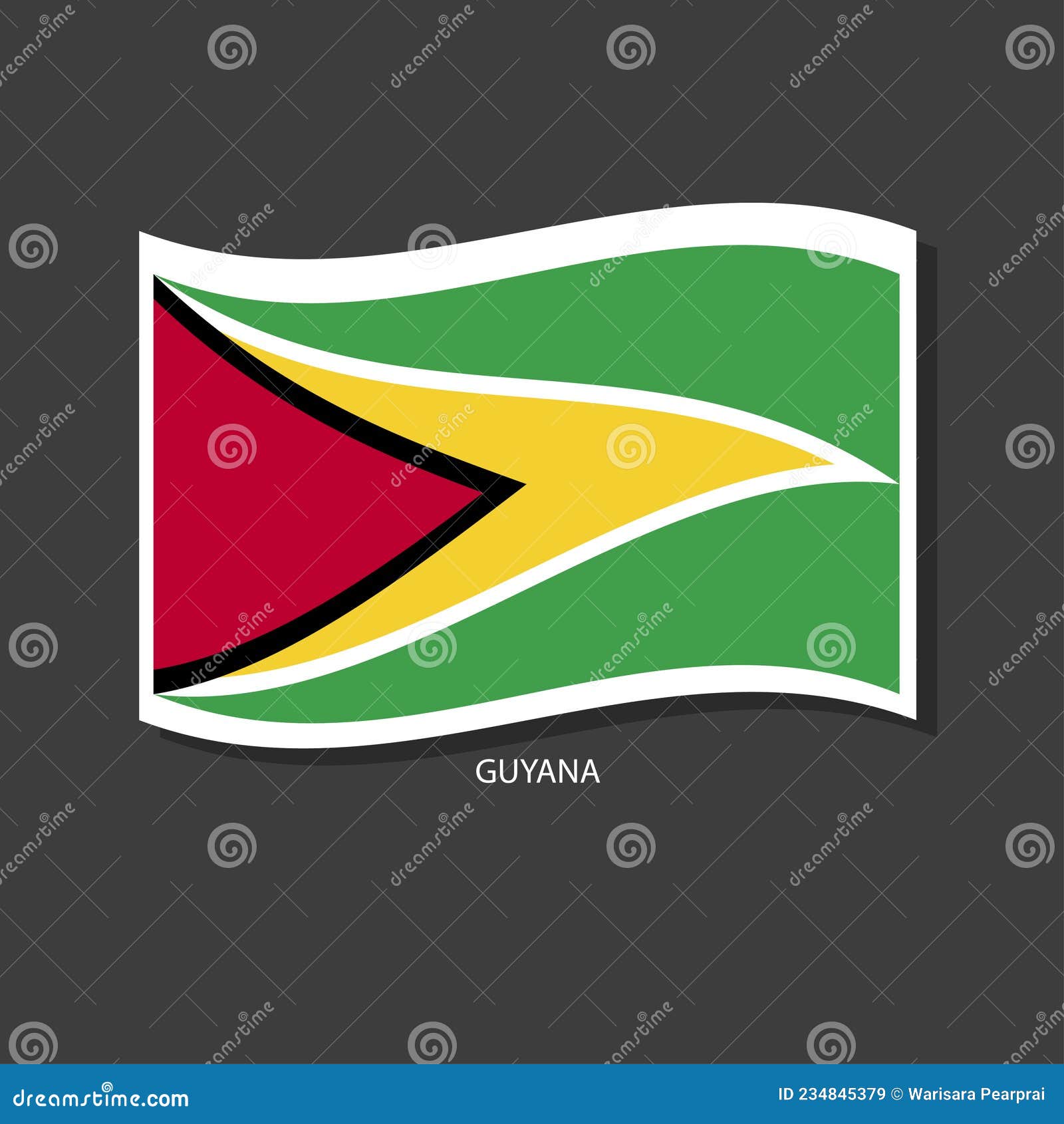 Guyana-flaggvektorversion Som Sparar Flaggor Vektor Illustrationer - Illustration av knapp, form ...