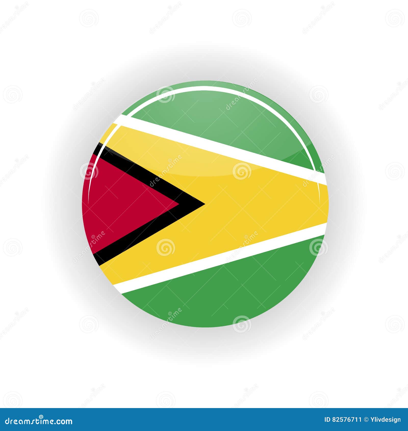 Guyana Circle Button Icon. Guyanese Round Badge Flag. 3D Realistic Isolated Vector Illustration ...