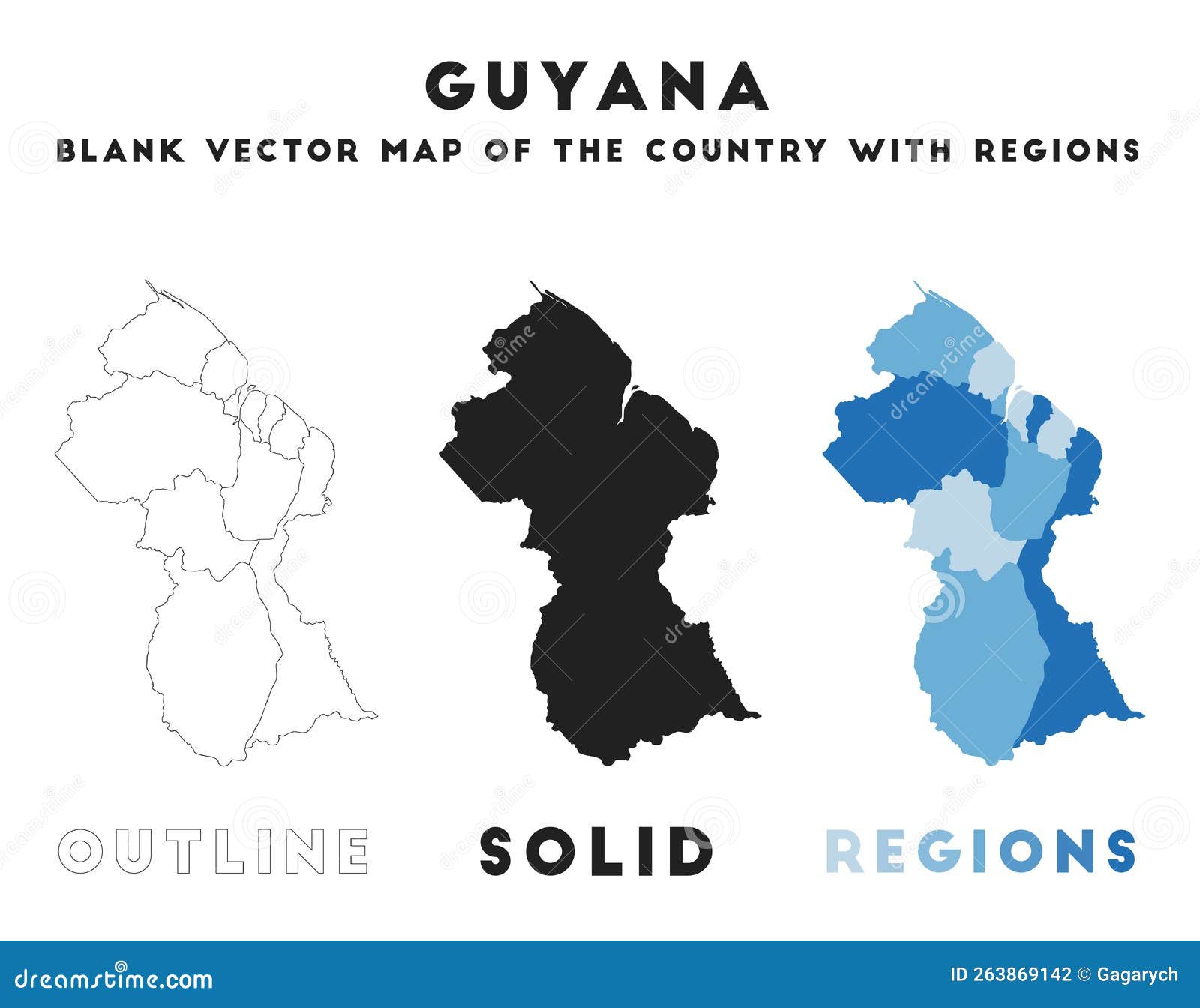 Guyana map. stock vector. Illustration of graphic, america - 263869142