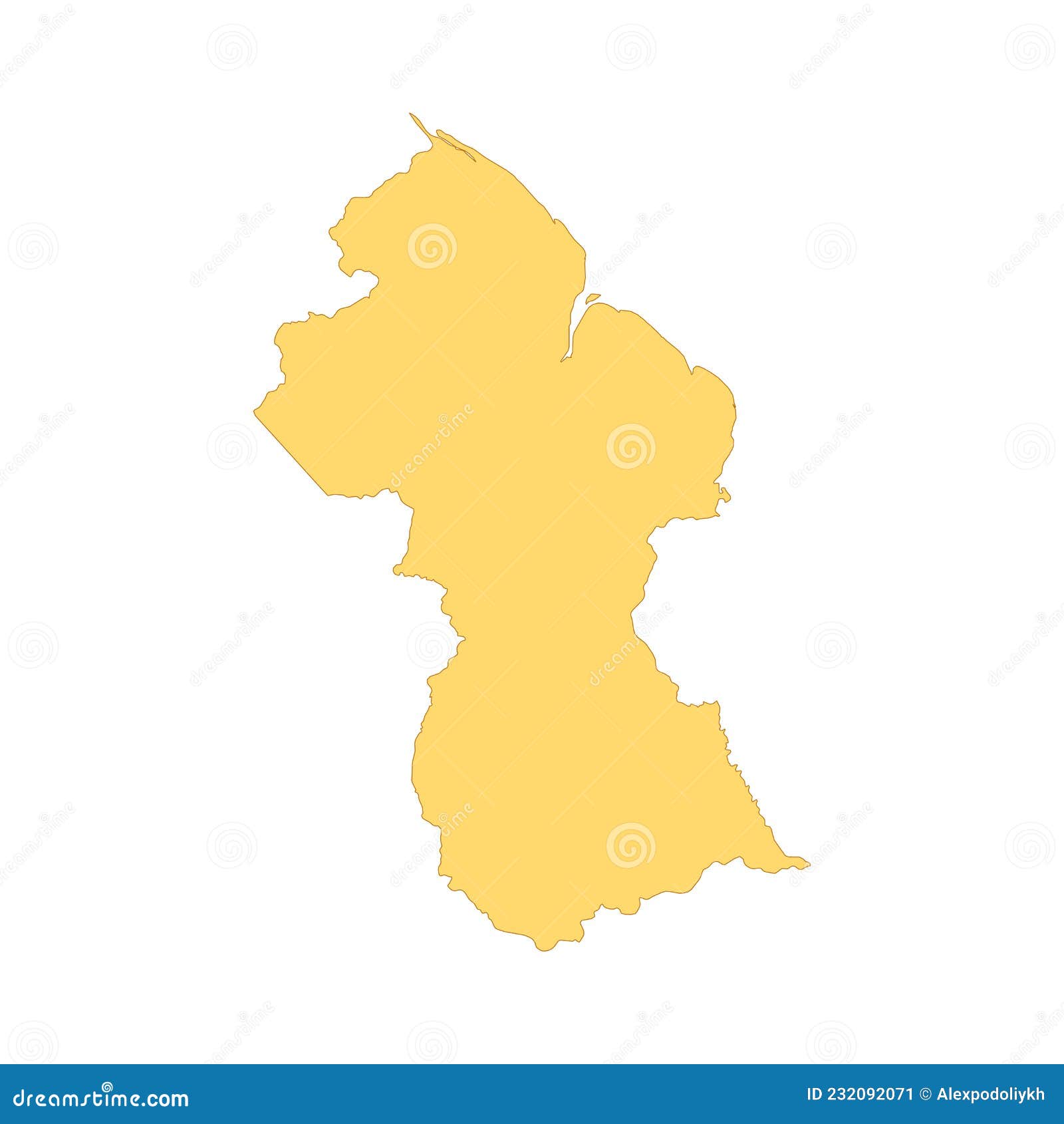 Guyana Map Color Line Element. Border of the Country Stock Vector ...