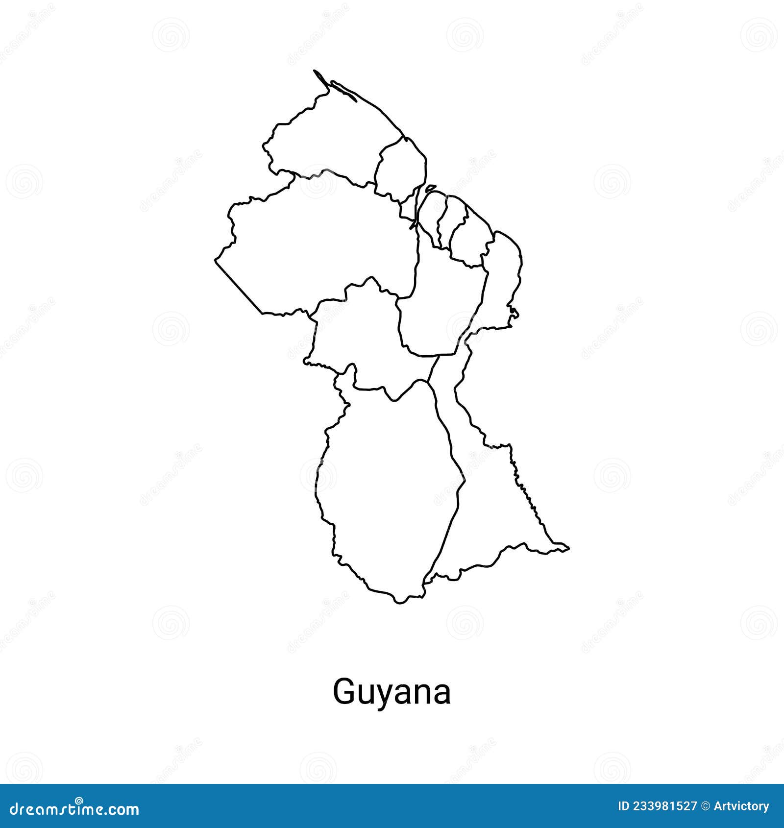 Guyana Map Color Line Element. Border of the Country Stock Vector ...