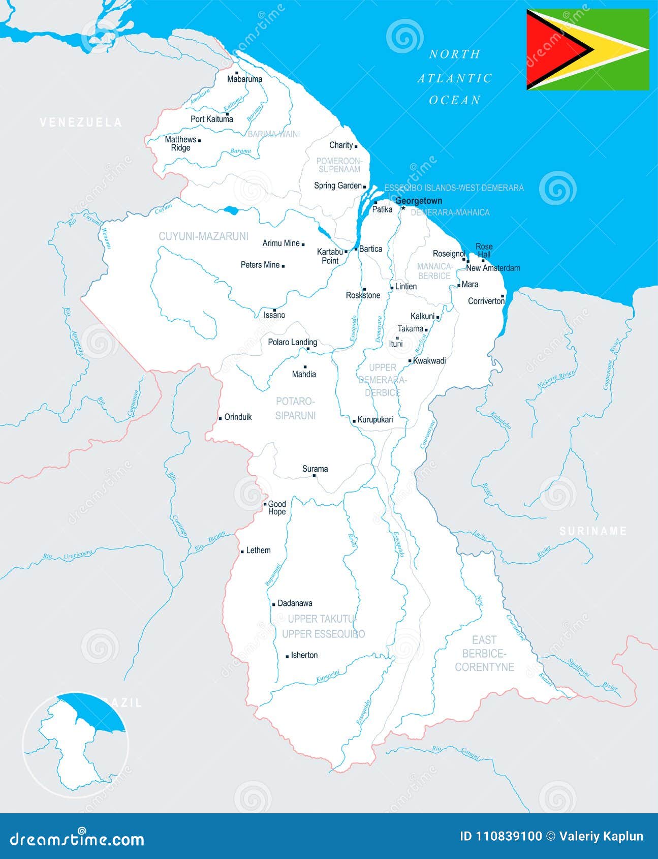 Guyana Map - Detailed Vector Illustration Stock Illustration ...