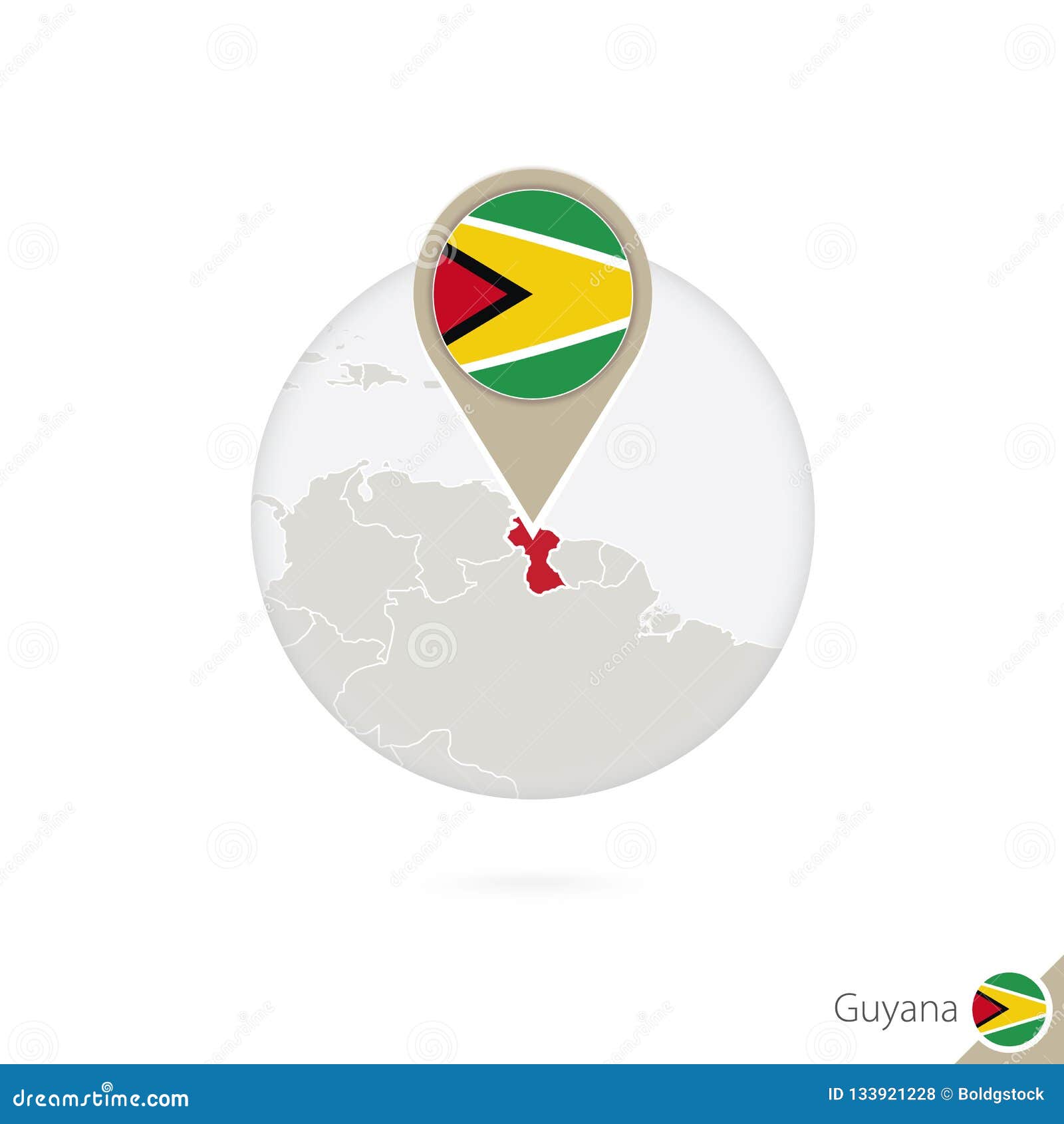 Guyana Circle Button Icon. Guyanese Round Badge Flag. 3D Realistic Isolated Vector Illustration ...