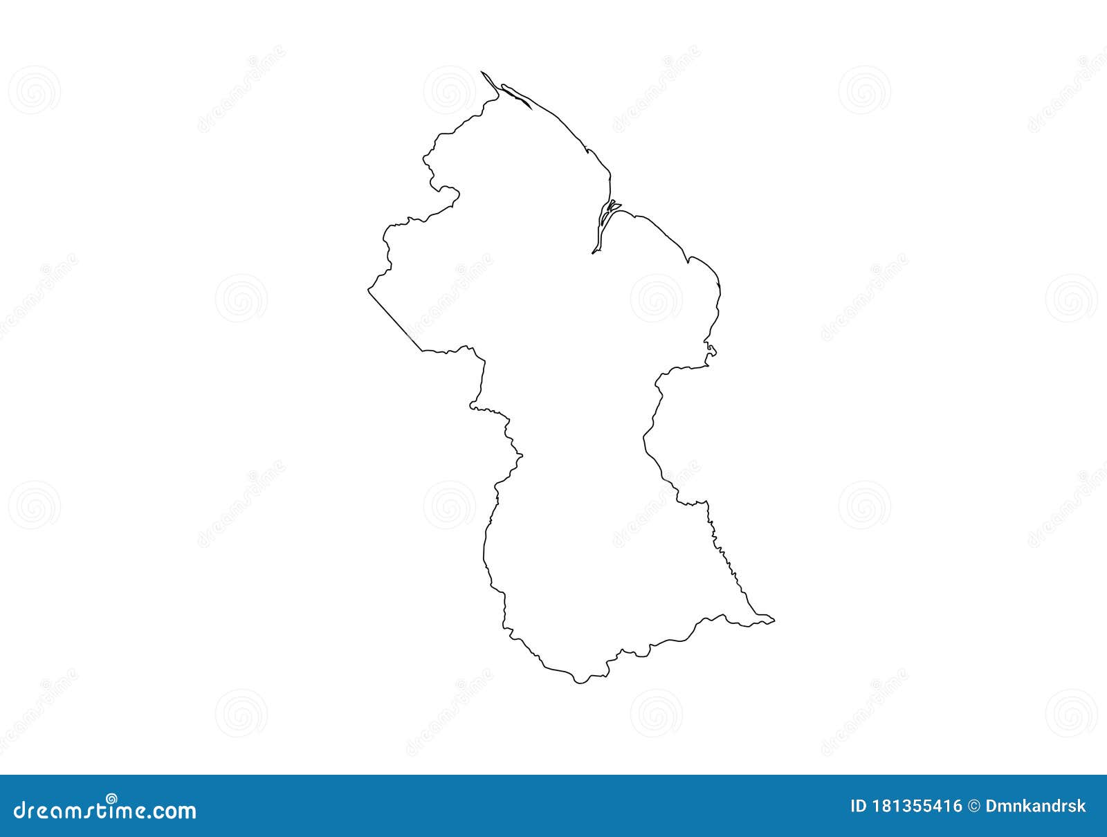 Guyana Outline Map Country Shape Stock Vector Illustration Of