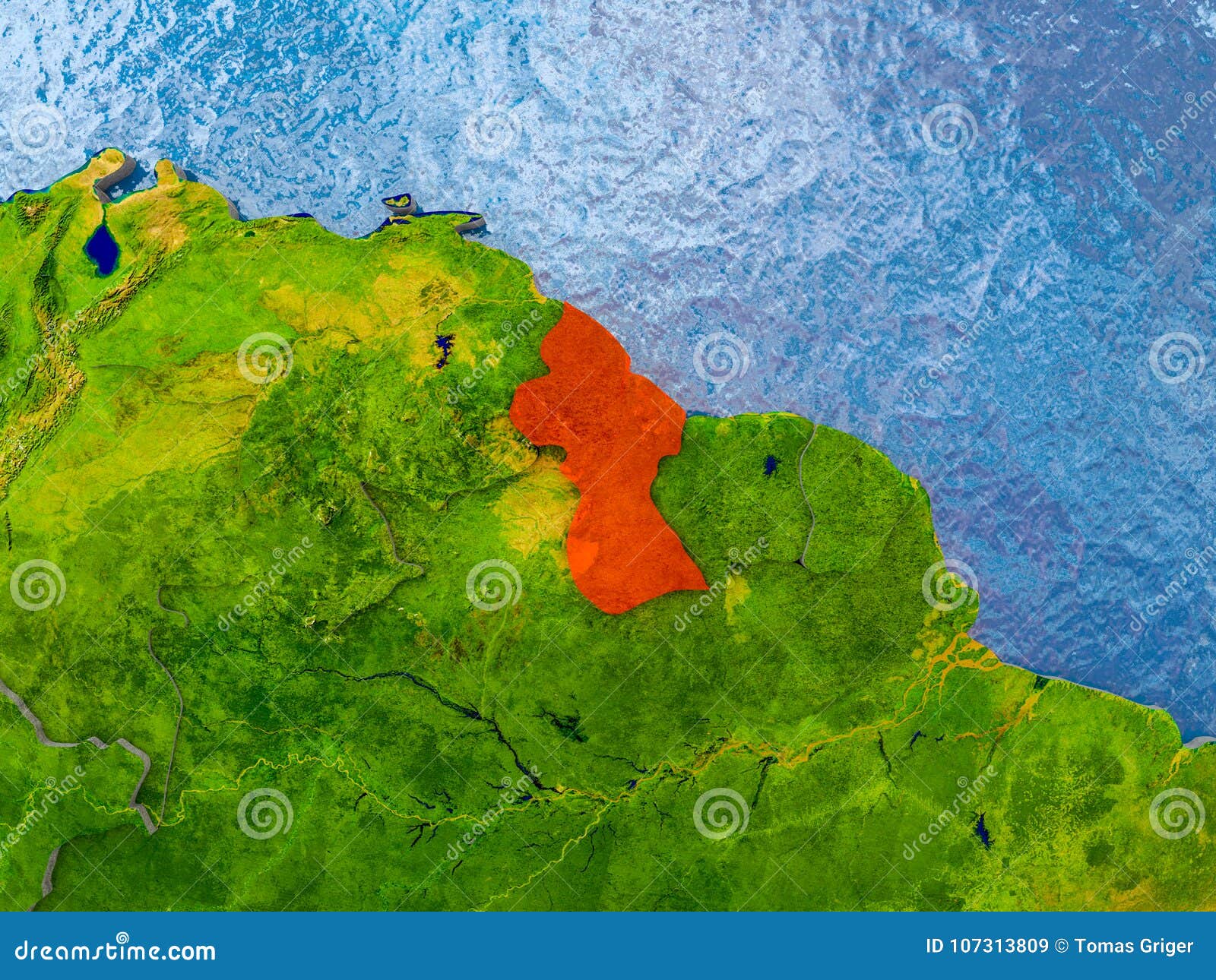 Map of Guyana stock illustration. Illustration of geography - 107313809