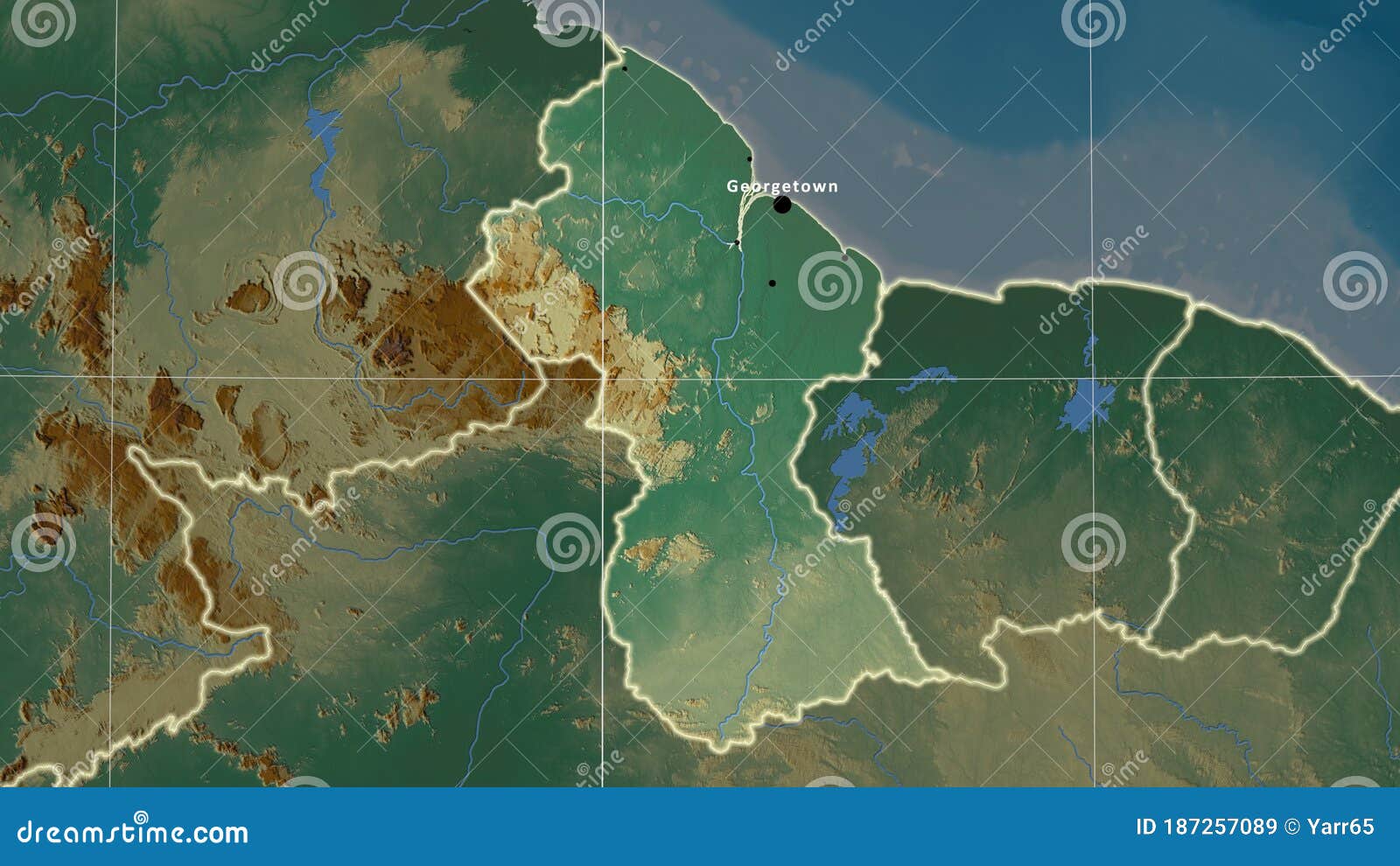 Guyana - Relief. Composition, Borders Stock Illustration - Illustration ...