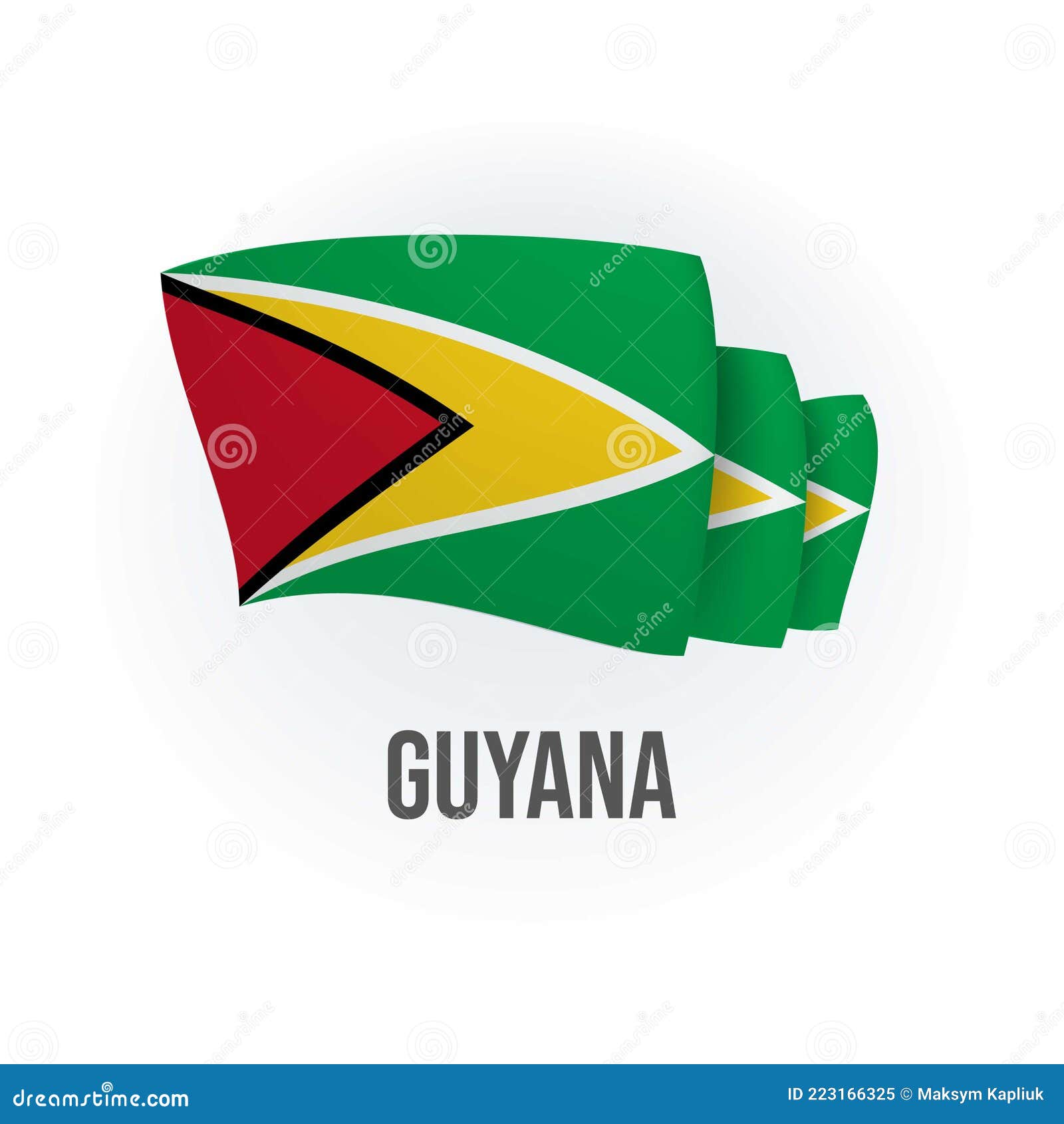Guyana Vector Flag. Bended Flag of Guyana, Realistic Vector ...