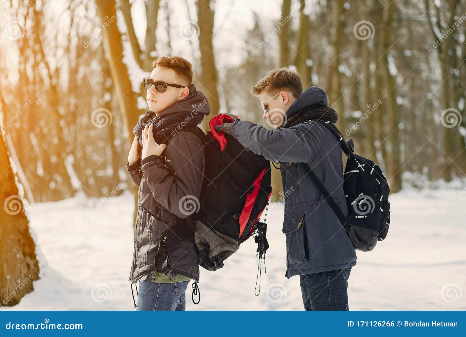 Guys with backpack stock photo. Image of portrait, people - 171126266