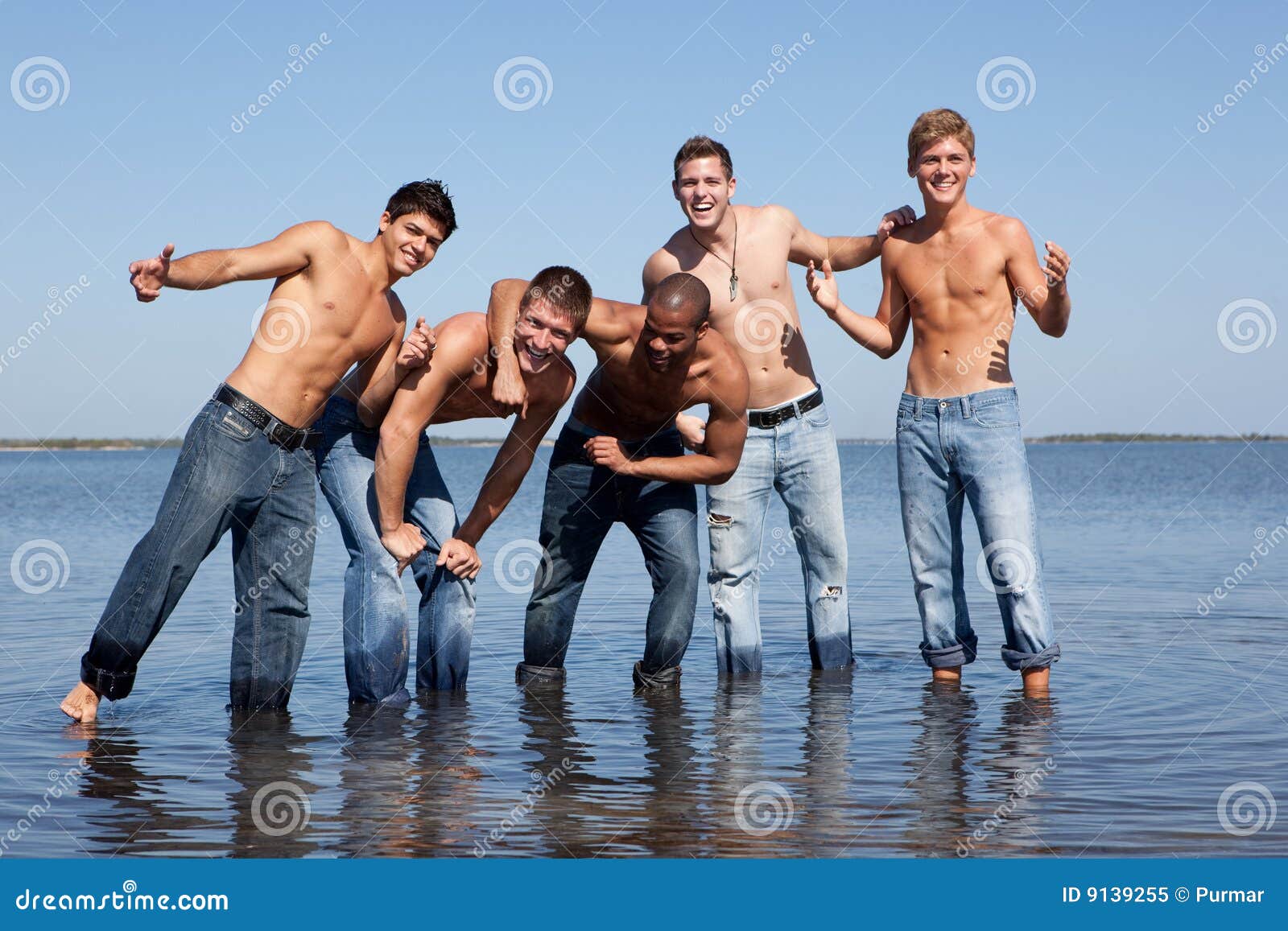Guys at the beach stock image. Image of party, muscular - 9139255