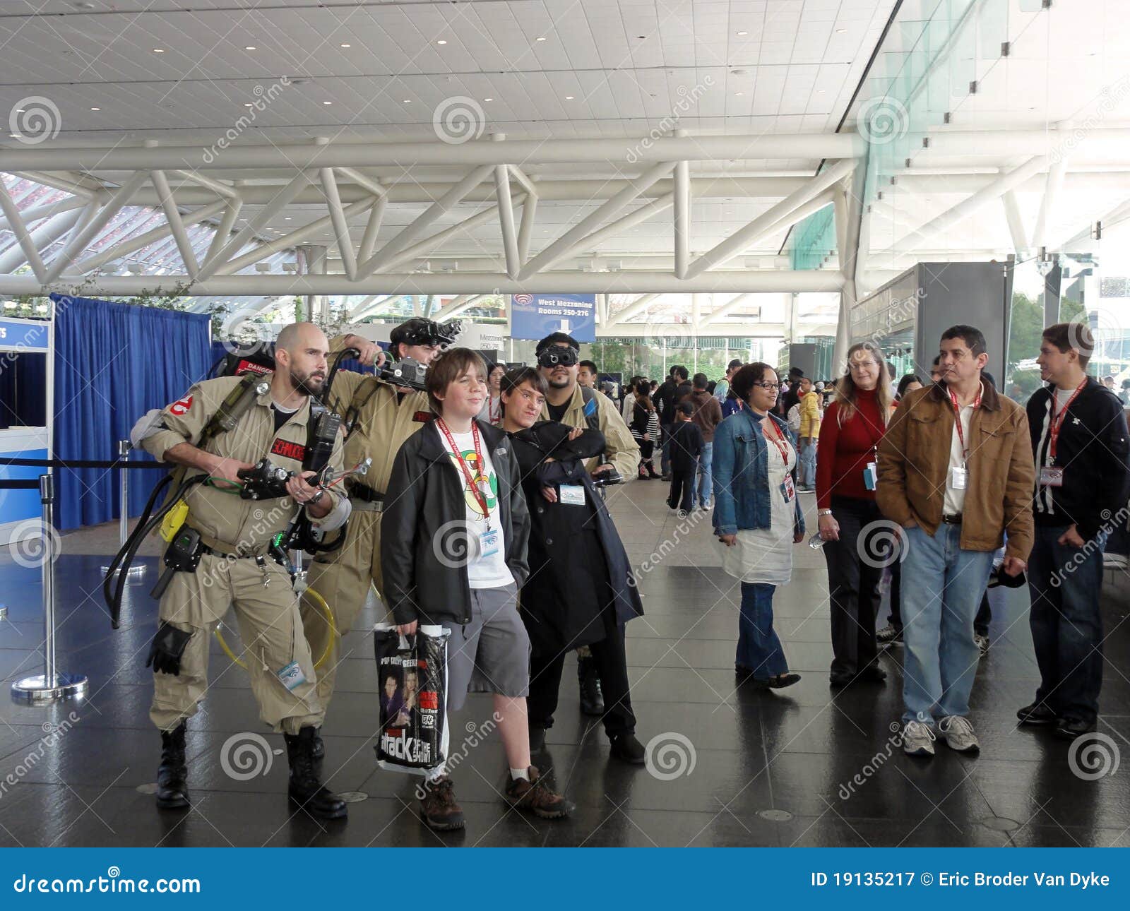 Guys Dressed As Ghostbusters Pose with Kids Editorial Photography ...