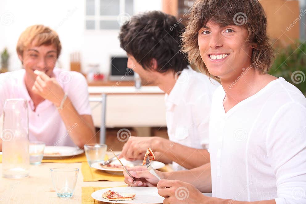 Guys eating bacon stock photo. Image of closeup, brunch - 26502260