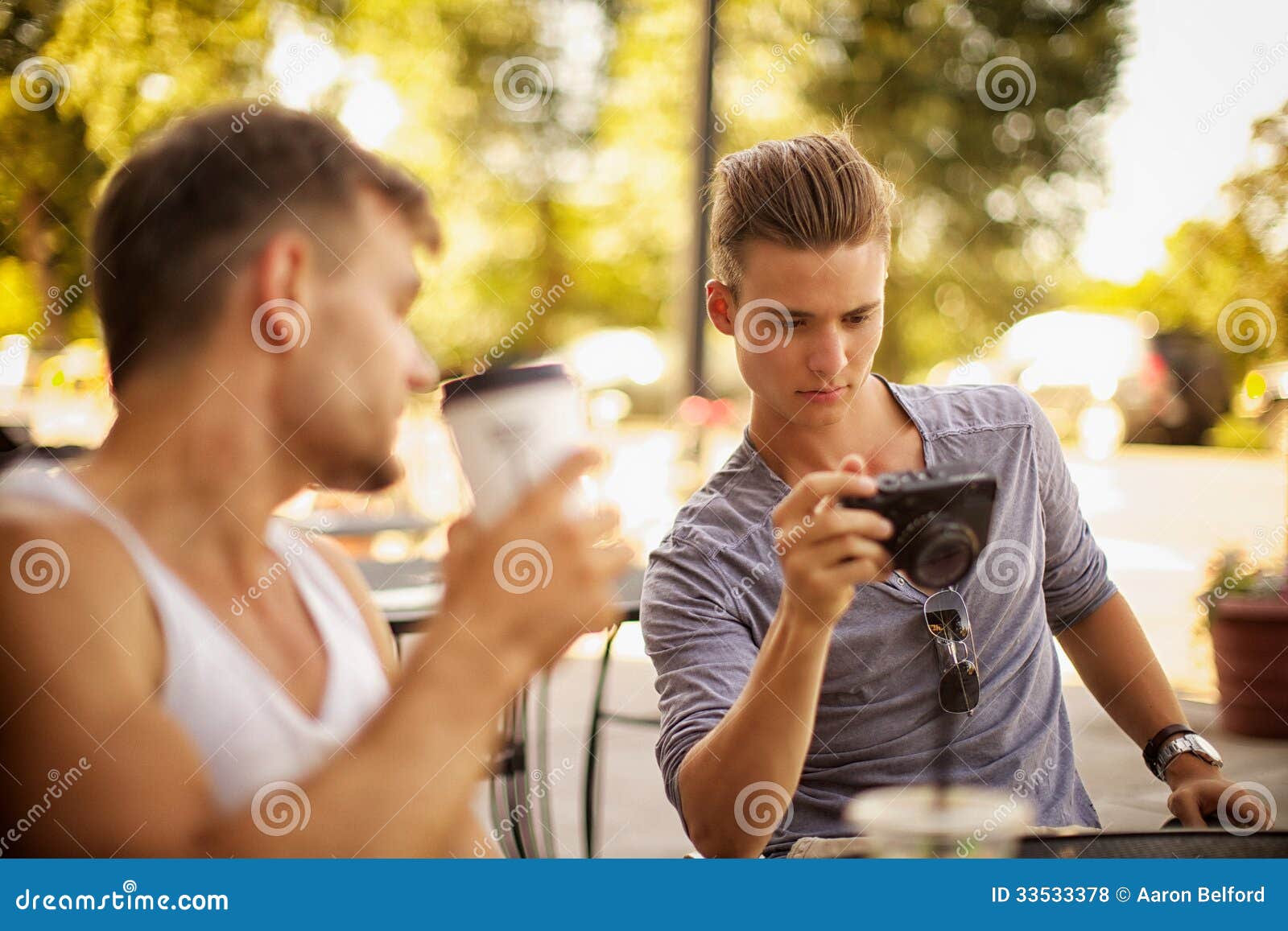 Guys having coffee stock photo. Image of cafe, girl, casual - 33533378