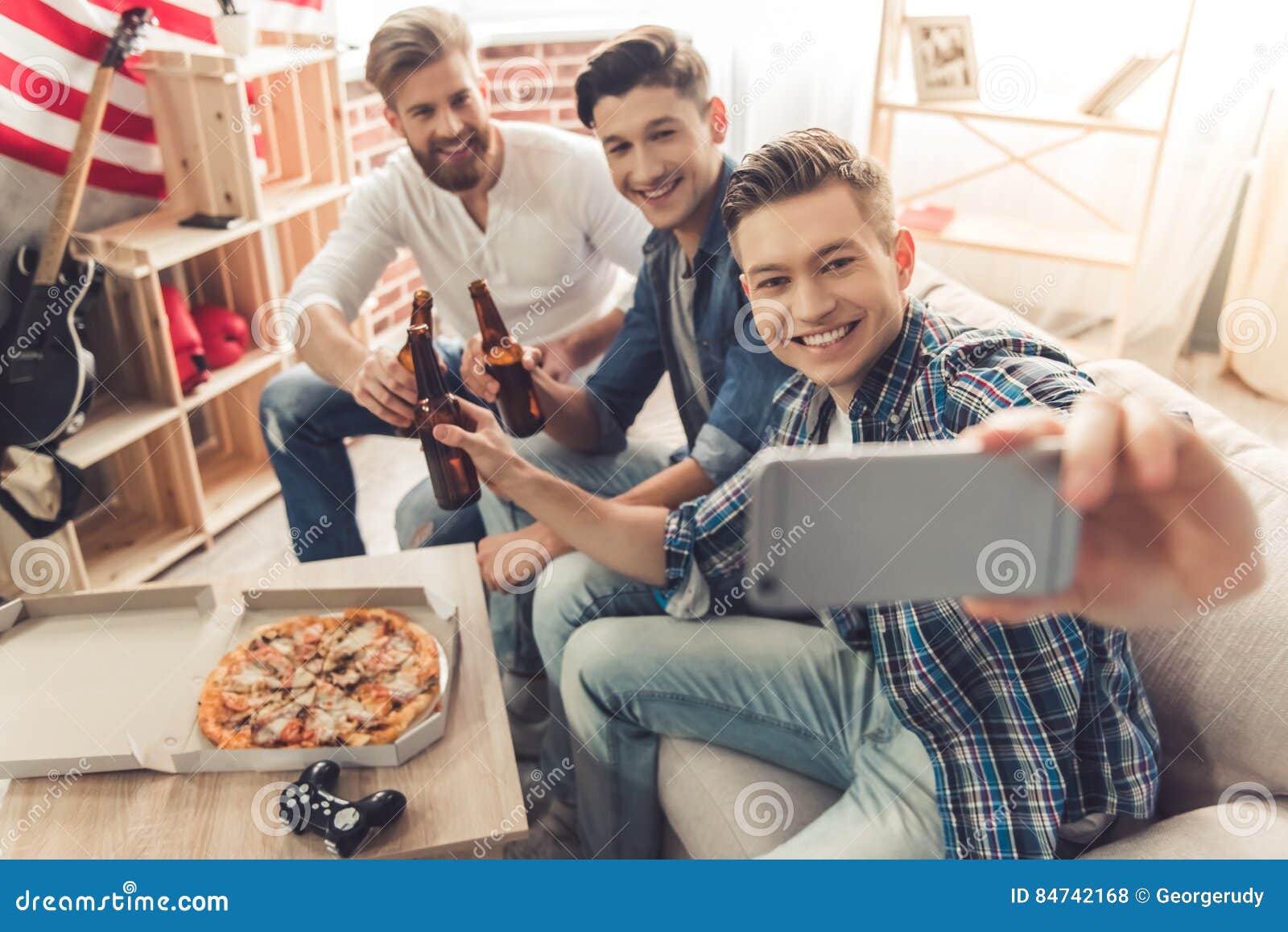 Guys having fun stock photo. Image of group, mobile, gadget - 84742168
