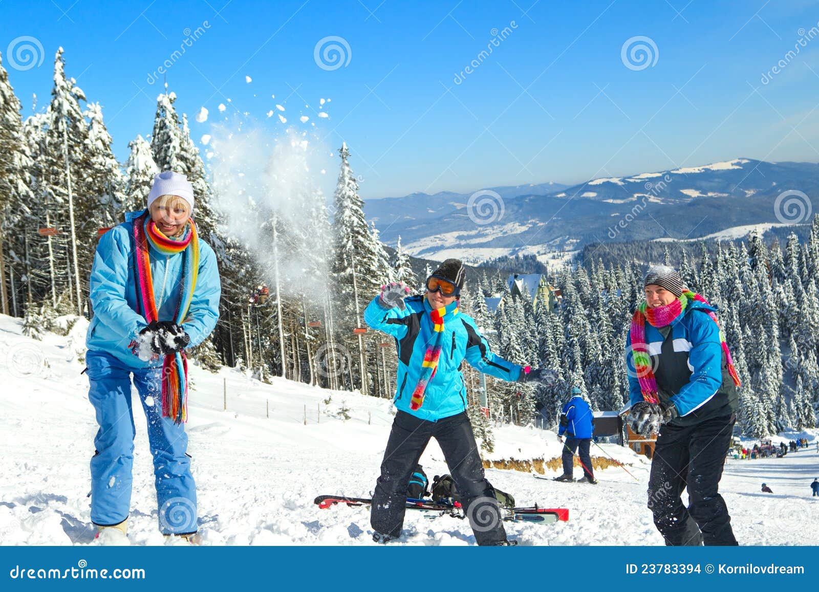 Guys having snowball fight stock photo. Image of outside - 23783394