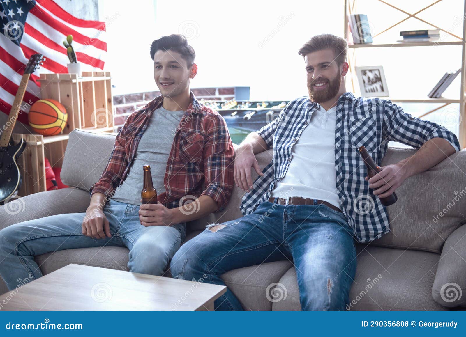 Guys at home stock photo. Image of happiness, adult - 290356808