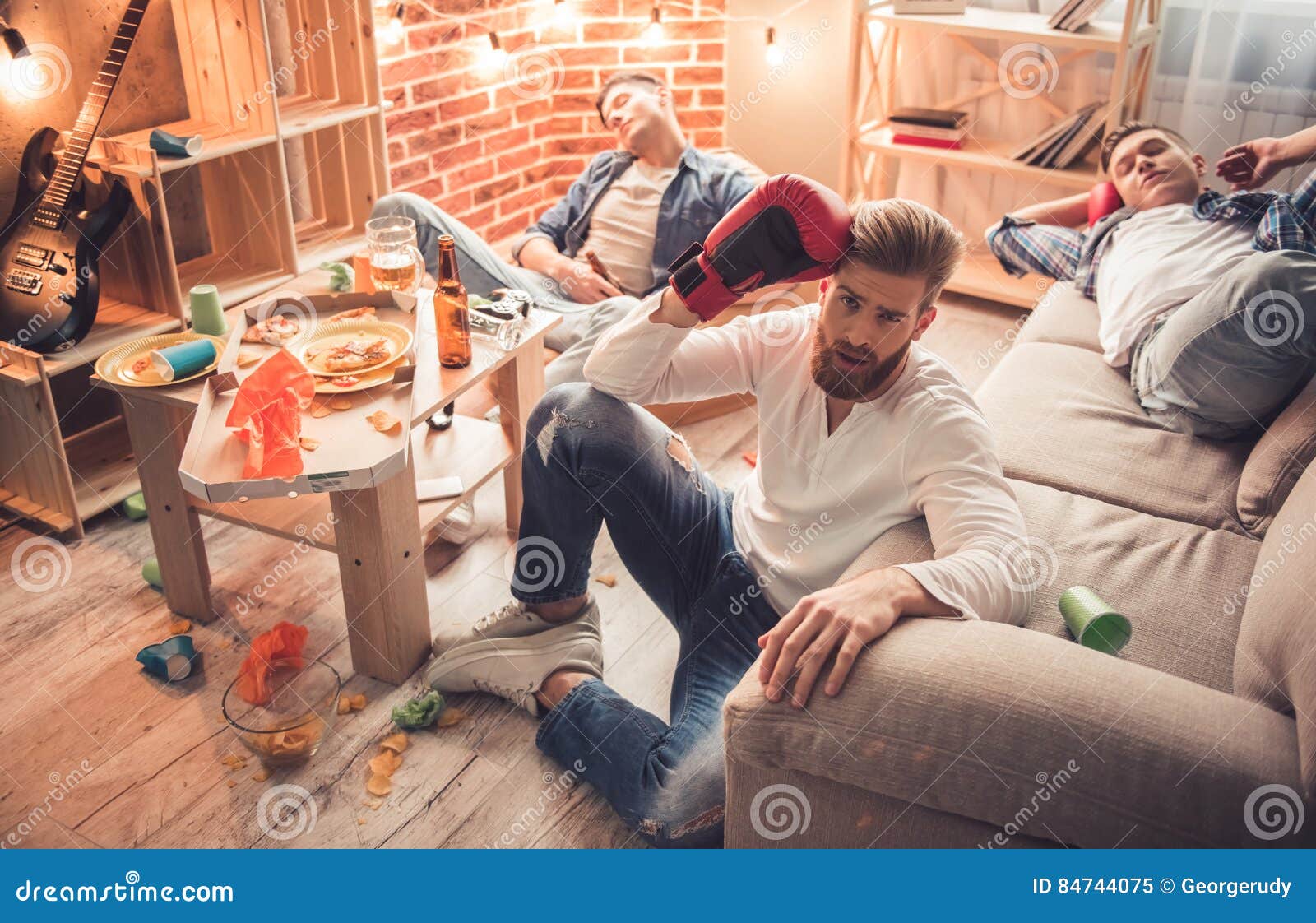 Guys after the party stock image. Image of hangover, celebrate - 84744075