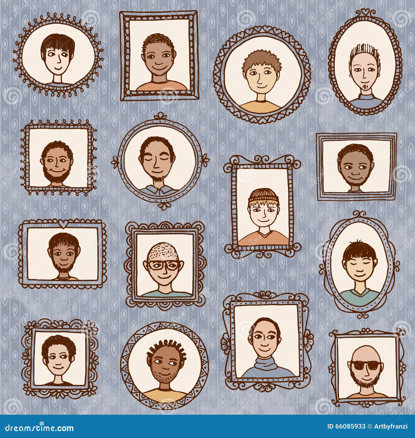 Guys portraits stock vector. Illustration of hand, home - 66085933