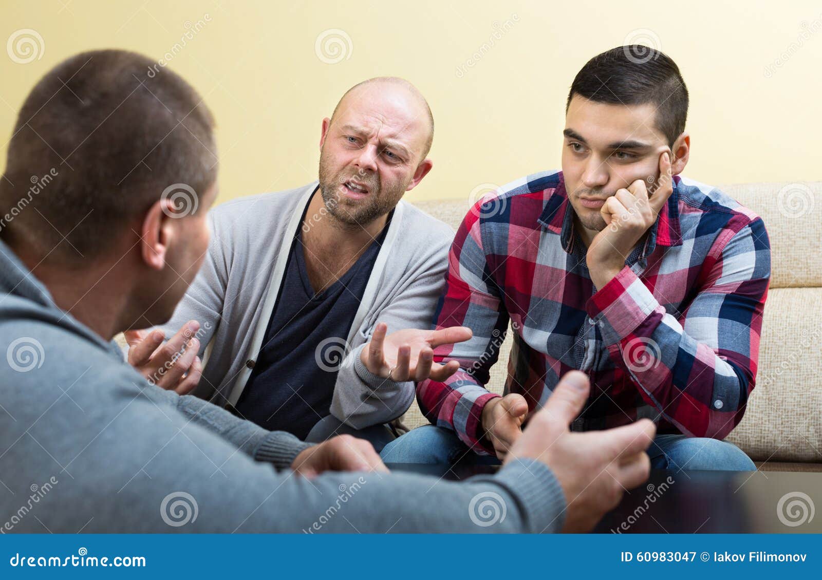 Guys Sharing Problems at the Table Stock Image - Image of problem ...
