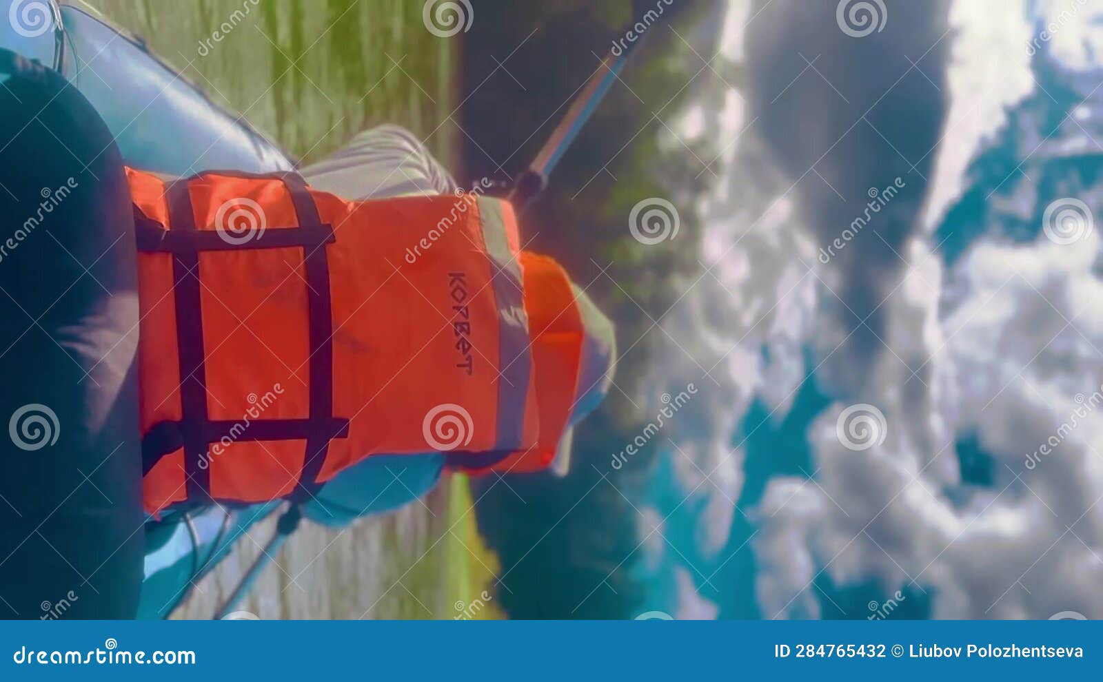 Guys, Young Women and Men Raft Down the River in Summer Stock Footage ...