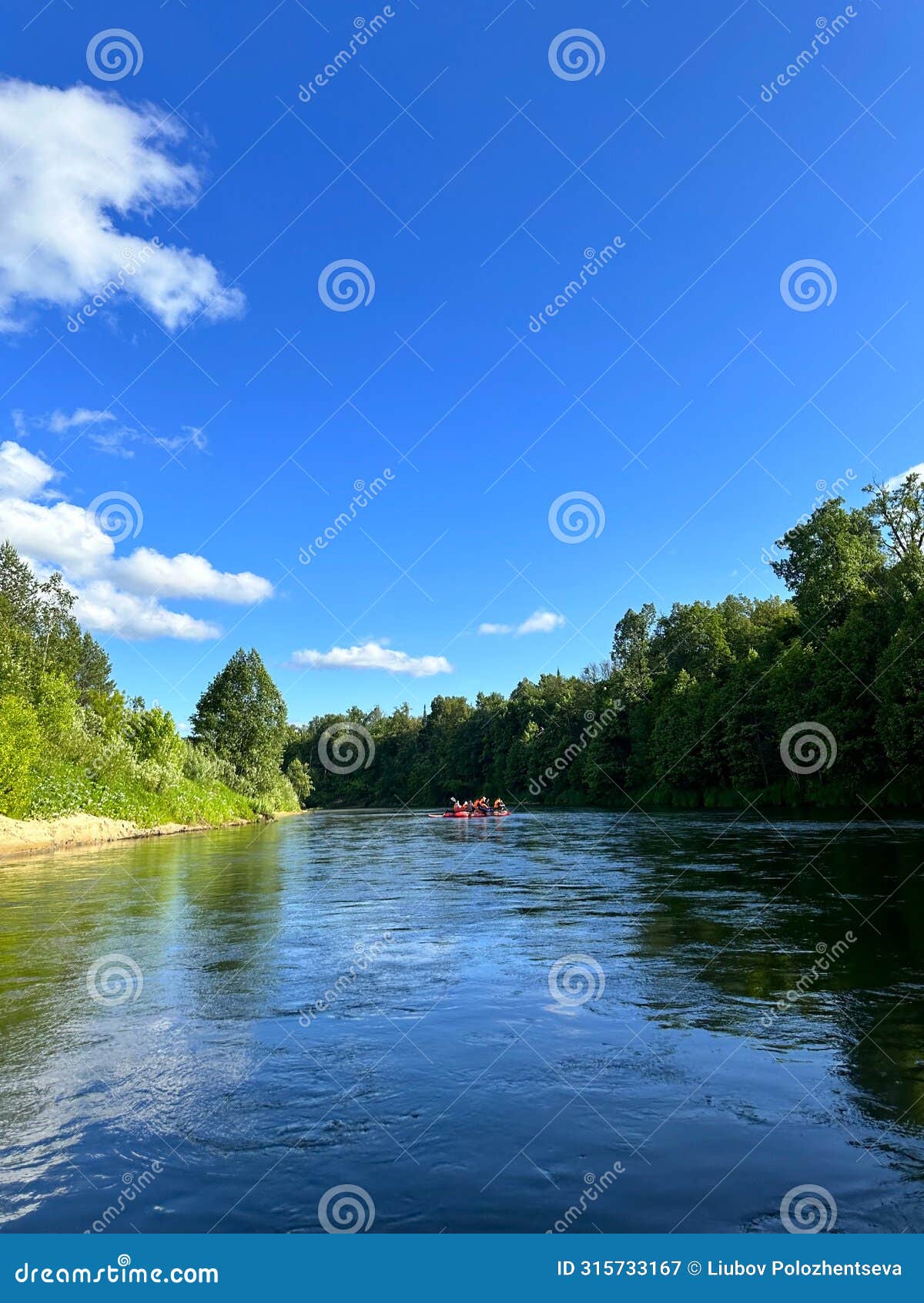 Guys, Young Women and Men Raft Down the River in Summer Stock Image ...