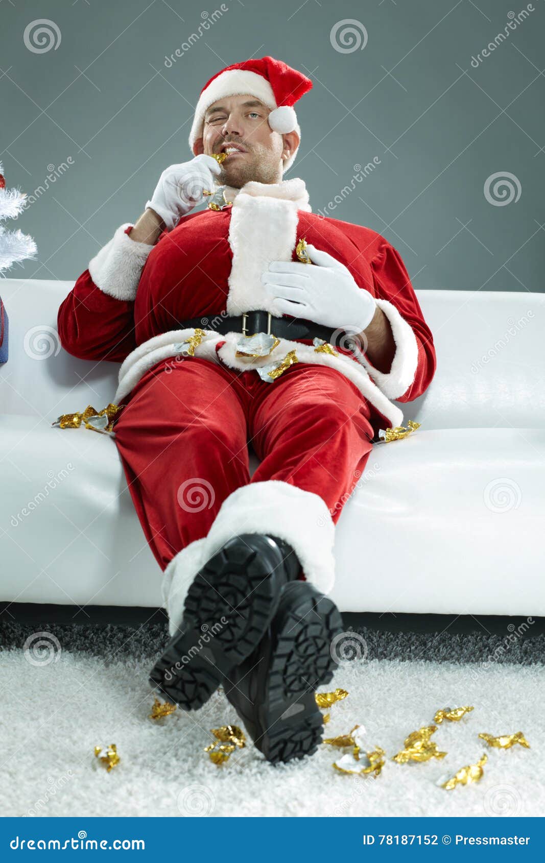 Guzzling Santa stock photo. Image of claus, mature, unhealthy - 78187152
