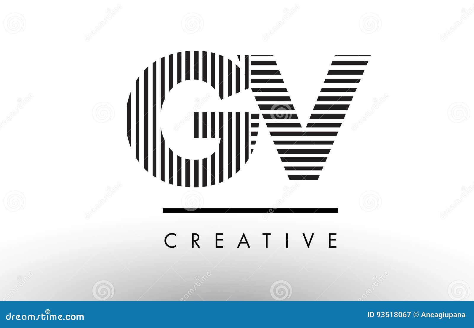 GV G V Black and White Lines Letter Logo Design. Stock Vector ...