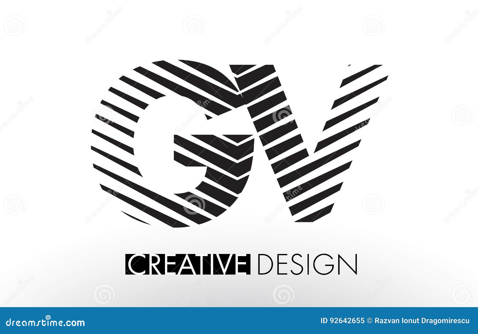 GV G V Lines Letter Design with Creative Elegant Zebra Stock Vector ...
