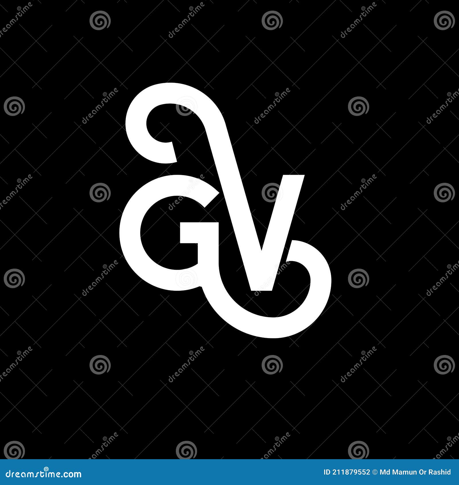 GV Letter Logo Design on Black Background. GV Creative Initials Letter ...