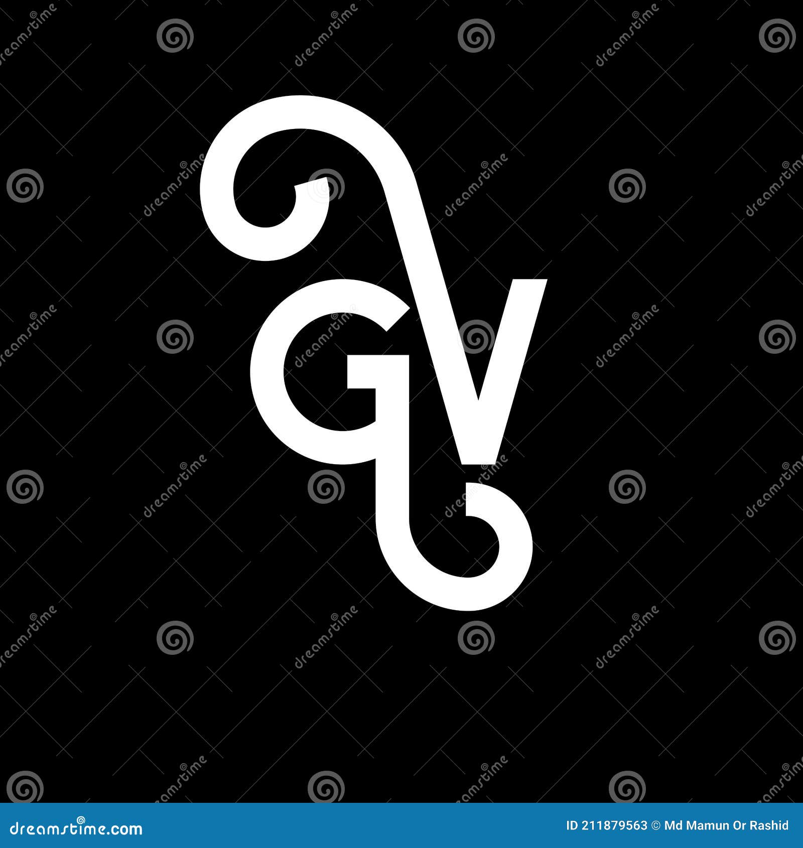 GV Letter Logo Design on Black Background. GV Creative Initials Letter ...