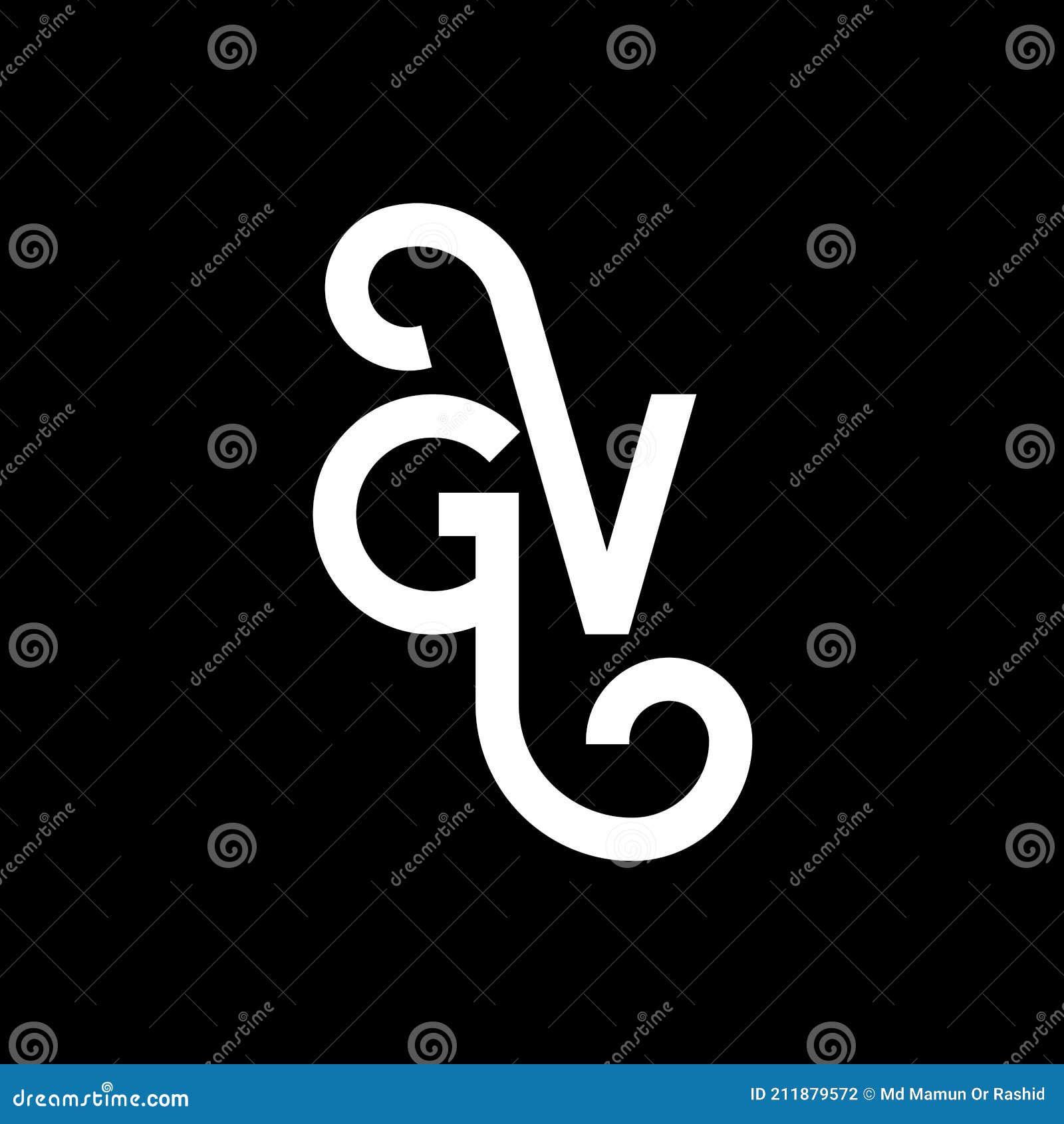 GV Letter Logo Design on Black Background. GV Creative Initials Letter ...