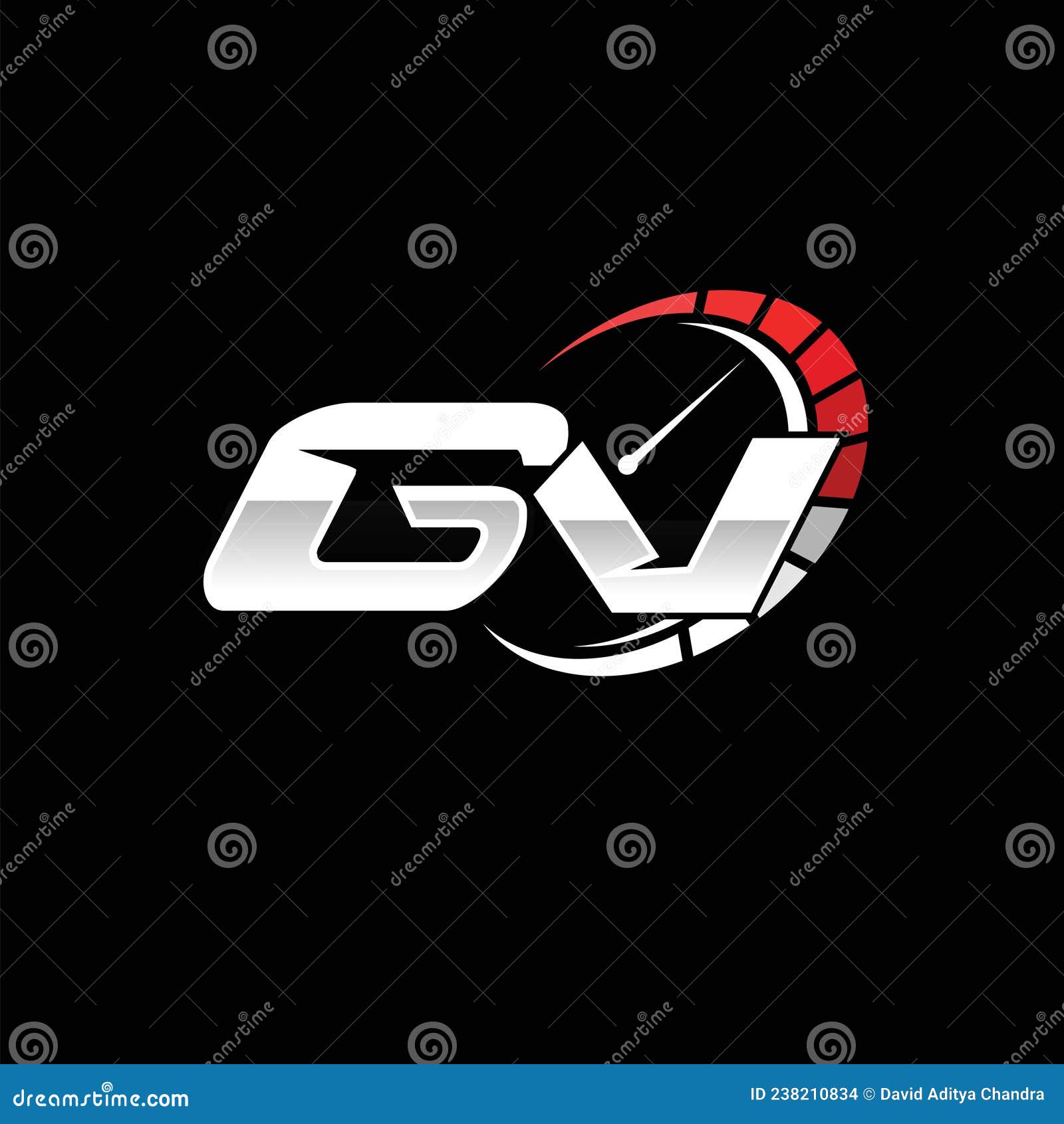 GV Logo Letter Speed Meter Racing Style Stock Vector - Illustration of ...